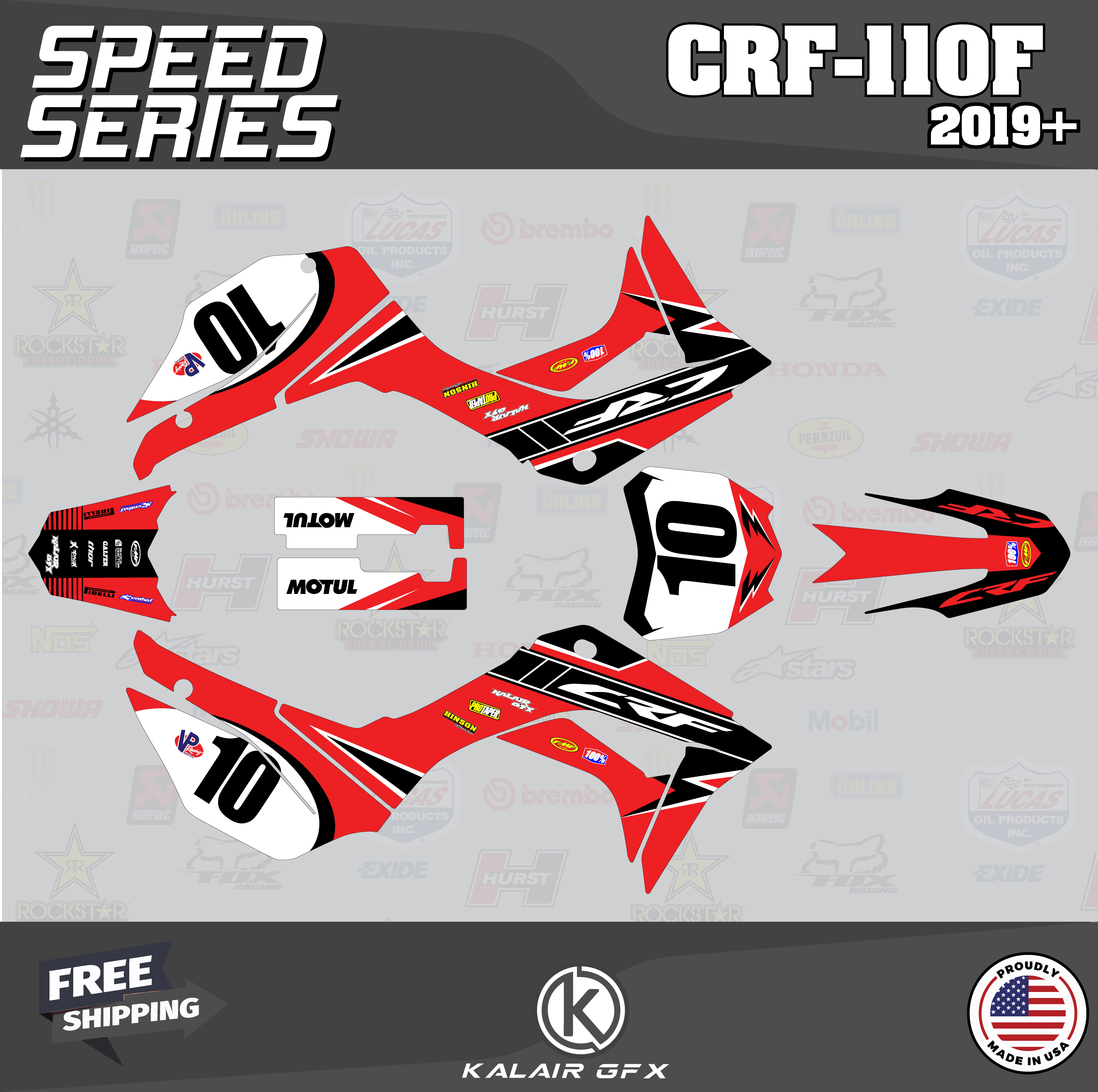Kalair GFX Graphics Kit for Honda CRF110F (2019-2024) Speed Series ...