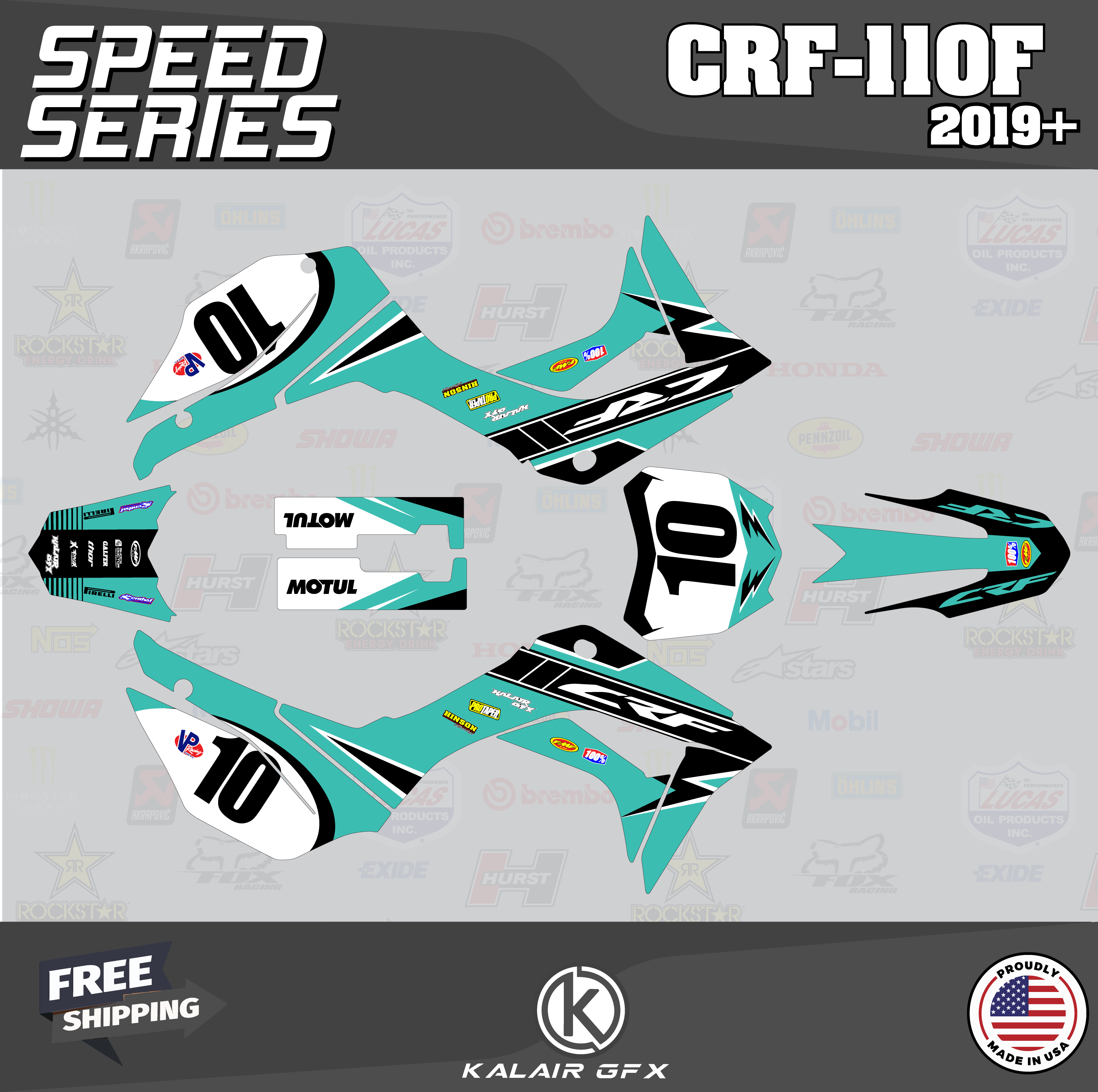 Kalair GFX Graphics Kit for Honda CRF110F (2019-2024) Speed Series ...
