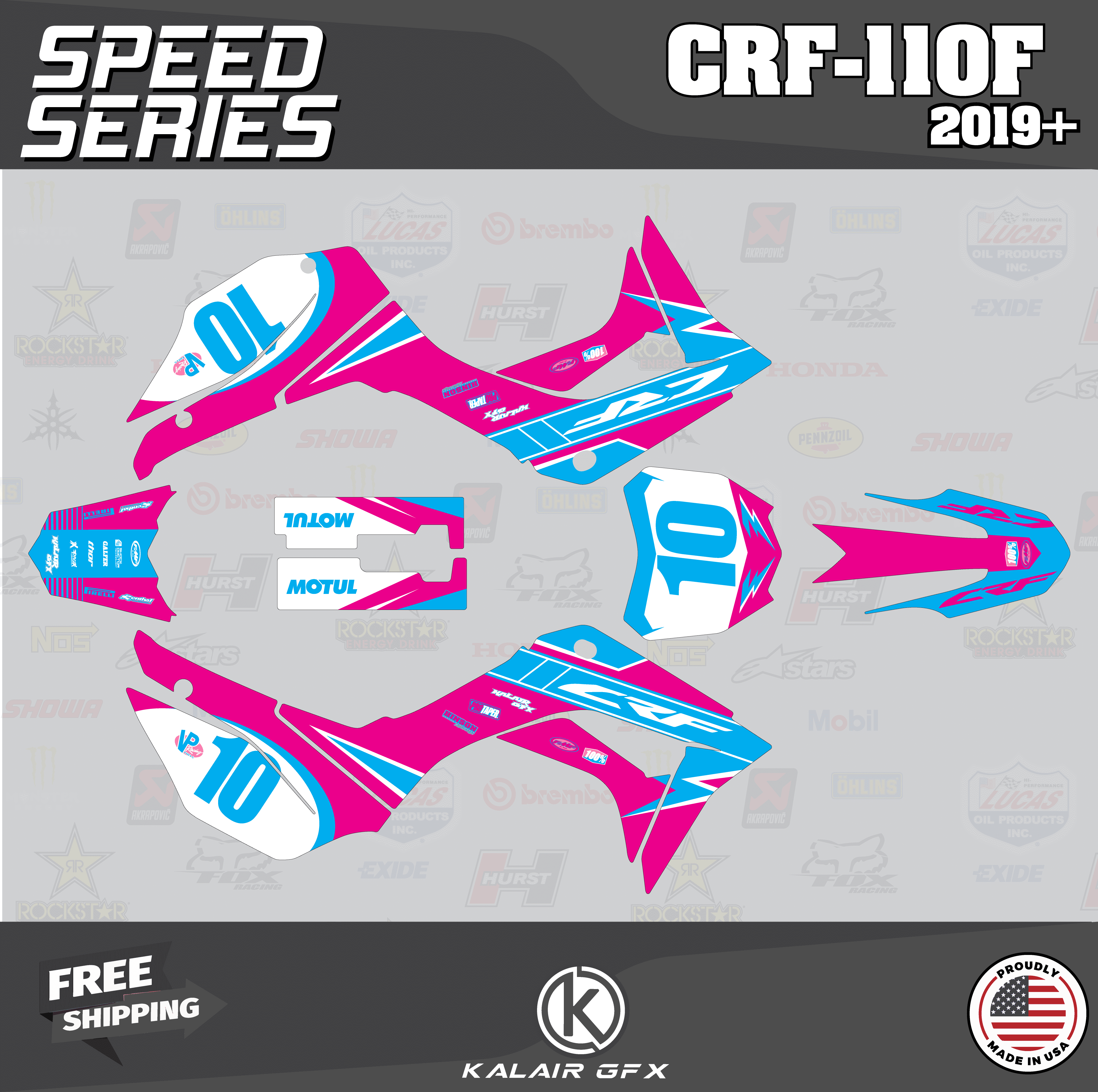 Kalair GFX Graphics Kit for Honda CRF110F (2019-2024) Speed Series ...