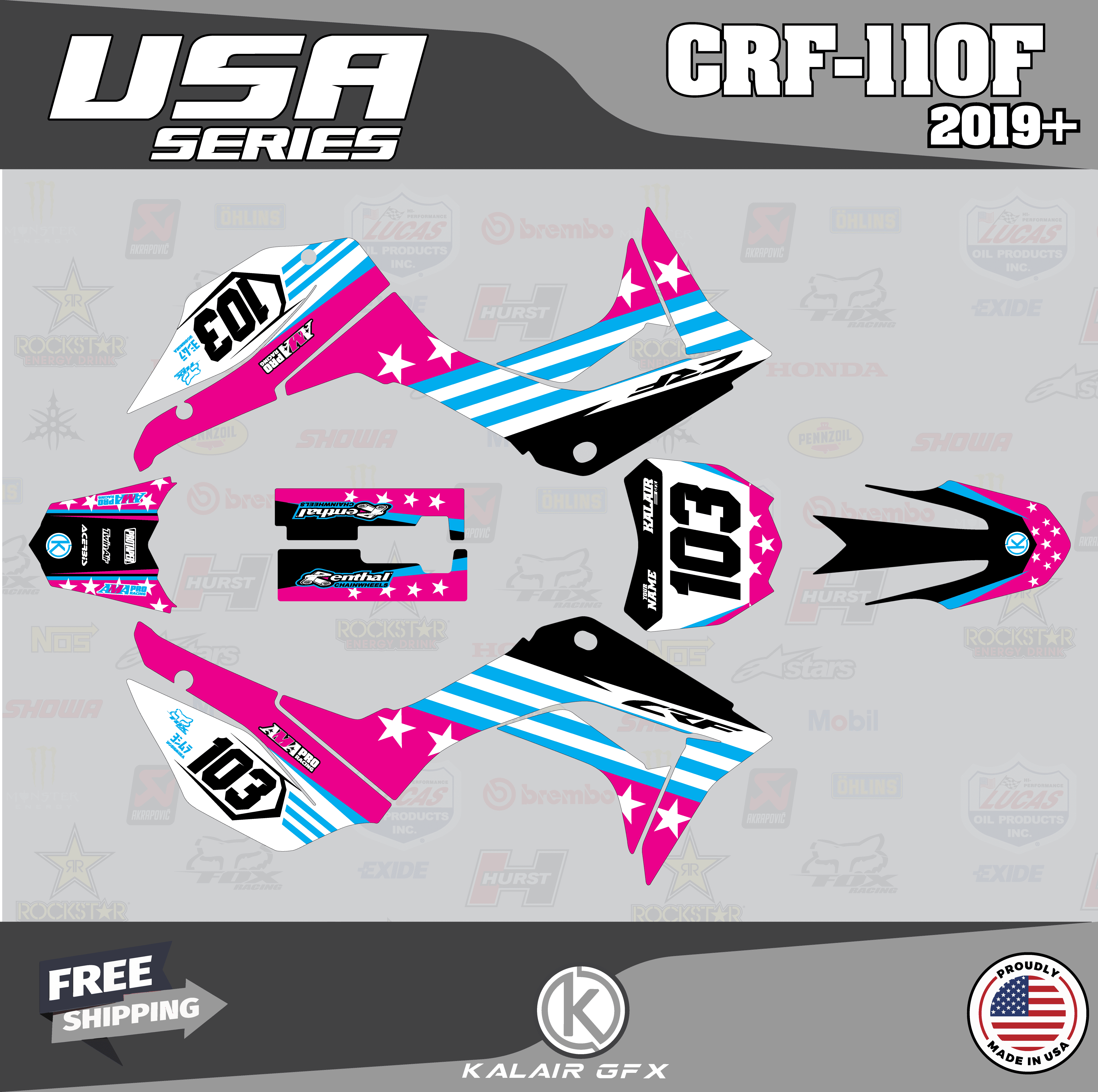 Kalair GFX Graphics Kit for Honda CRF110F (2019-2024) Usa Series ...
