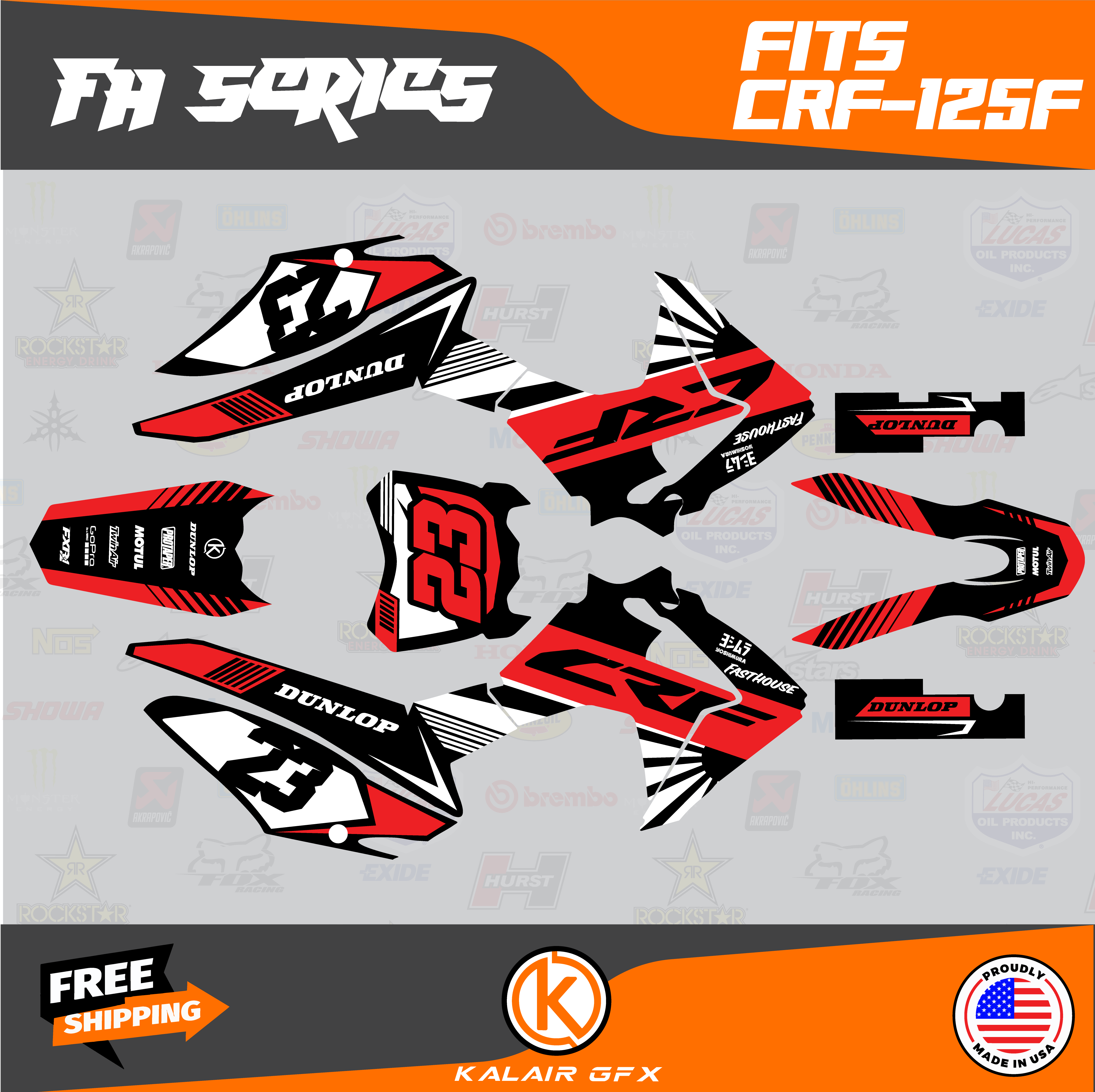 Kalair GFX Graphics Kit for Honda CRF125F (2013-2018) Fh Series ...