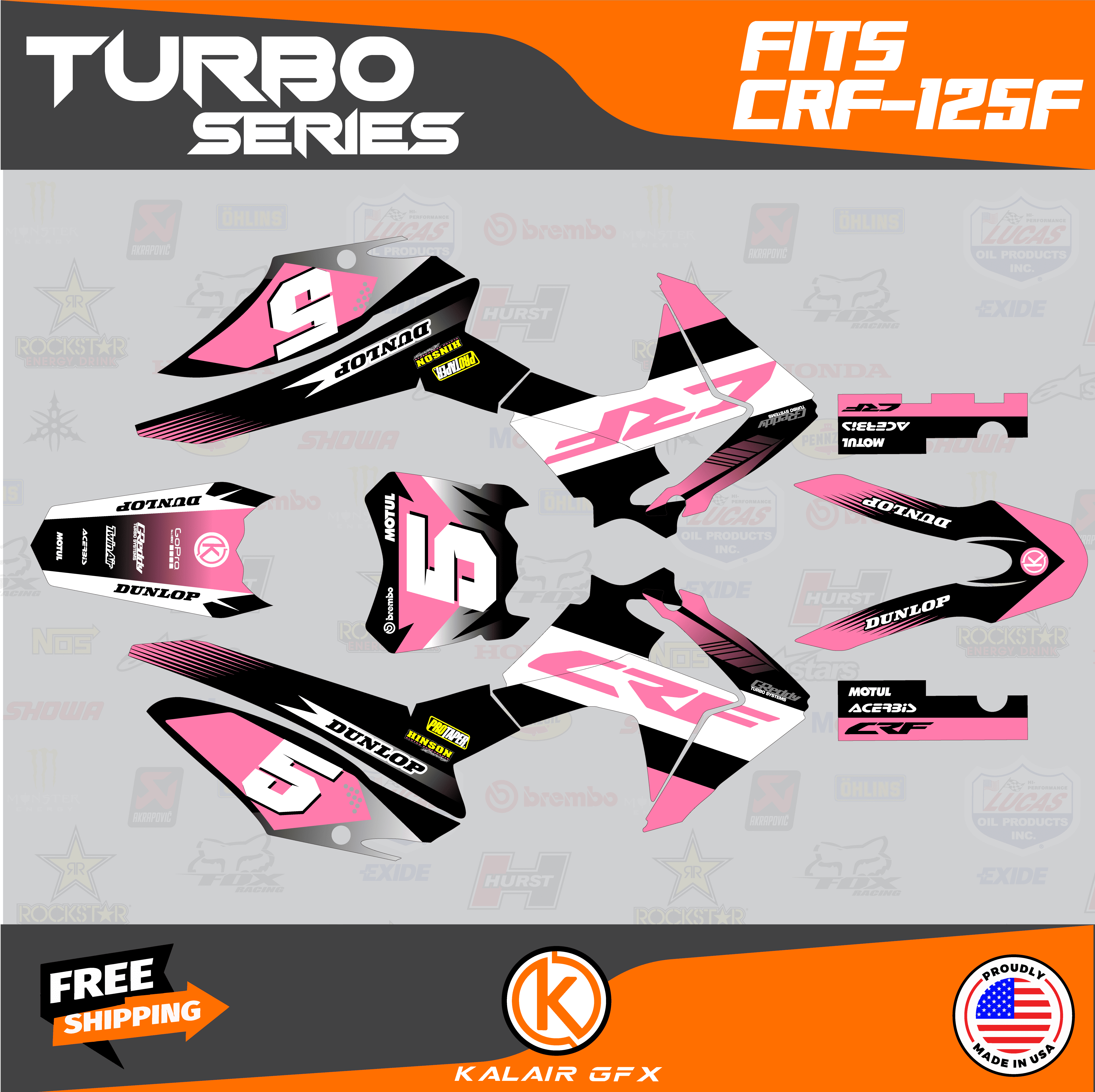 Kalair GFX Graphics Kit for Honda CRF125F (2013-2018) Turbo Series ...