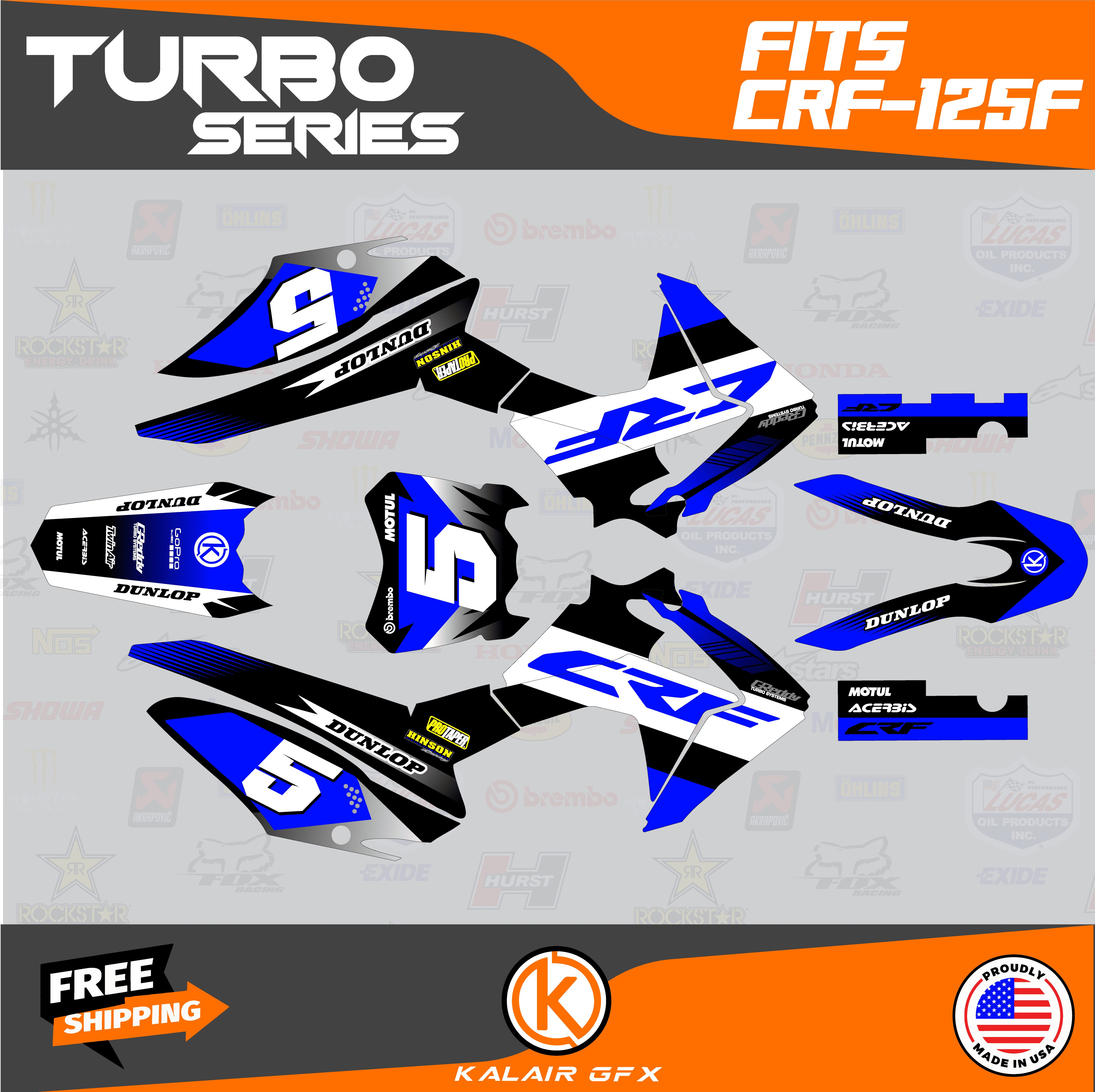 Kalair GFX Graphics Kit for Honda CRF125F (2013-2018) Turbo Series ...