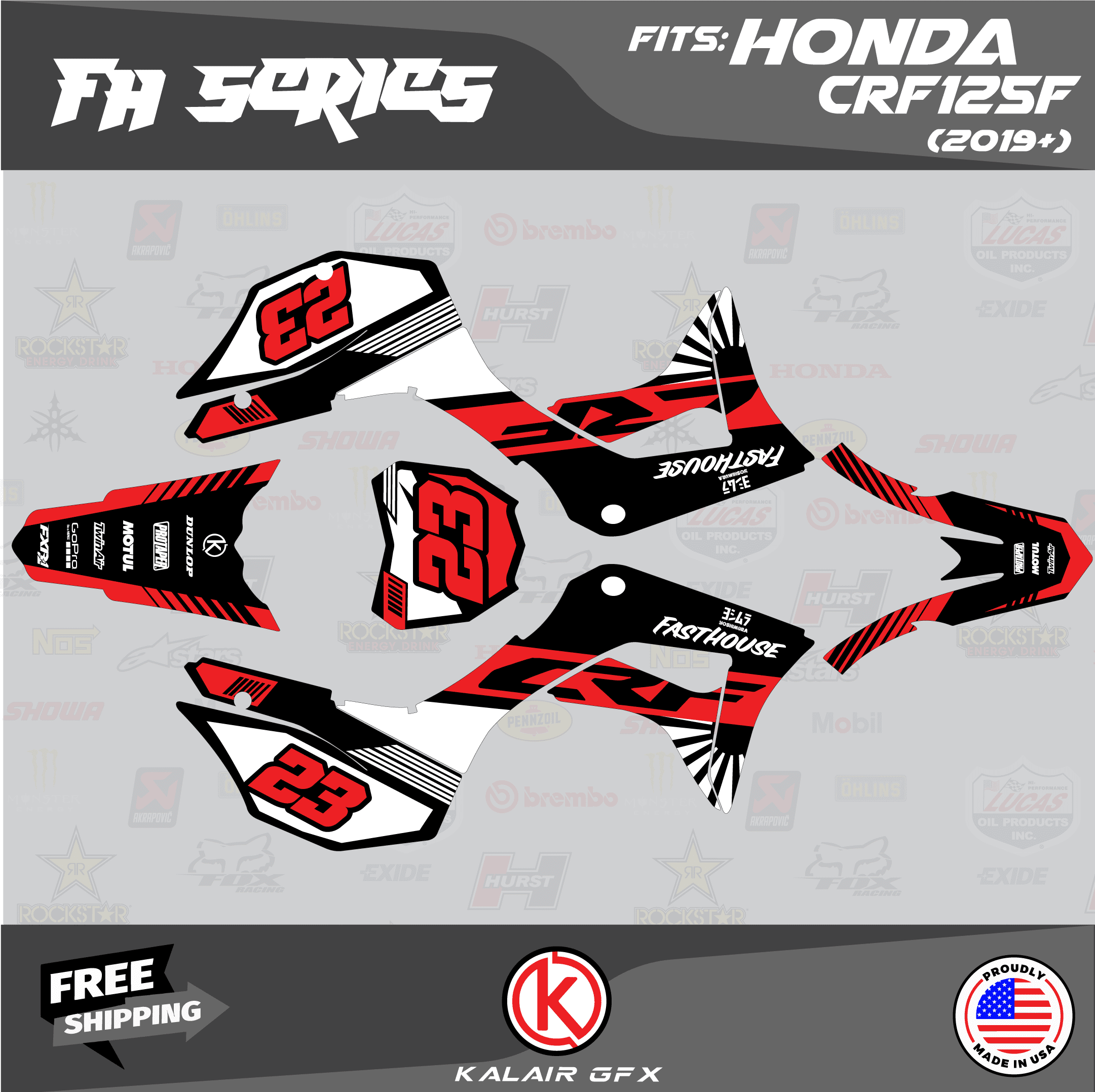 Kalair GFX Graphics Kit for Honda CRF125F (2019-2024) Fh Series ...