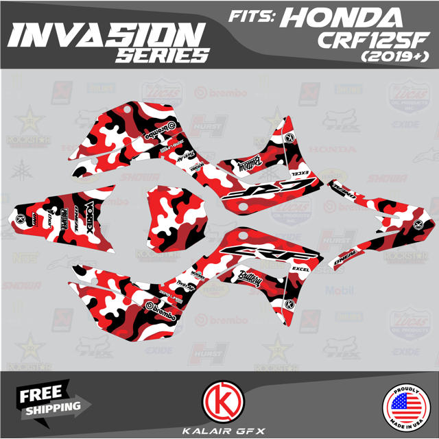 Kalair GFX Graphics Kit for Honda CRF125F (2019-2024) Invasion Series ...