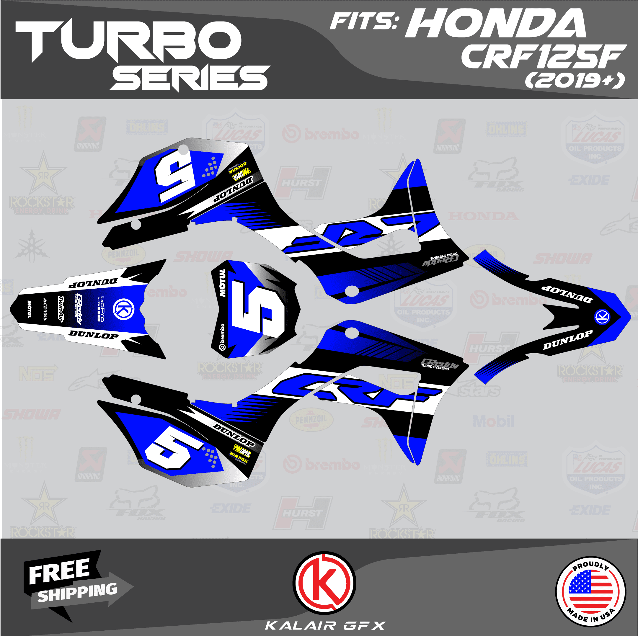 Kalair GFX Graphics Kit for Honda CRF125F (2019-2024) Turbo Series ...