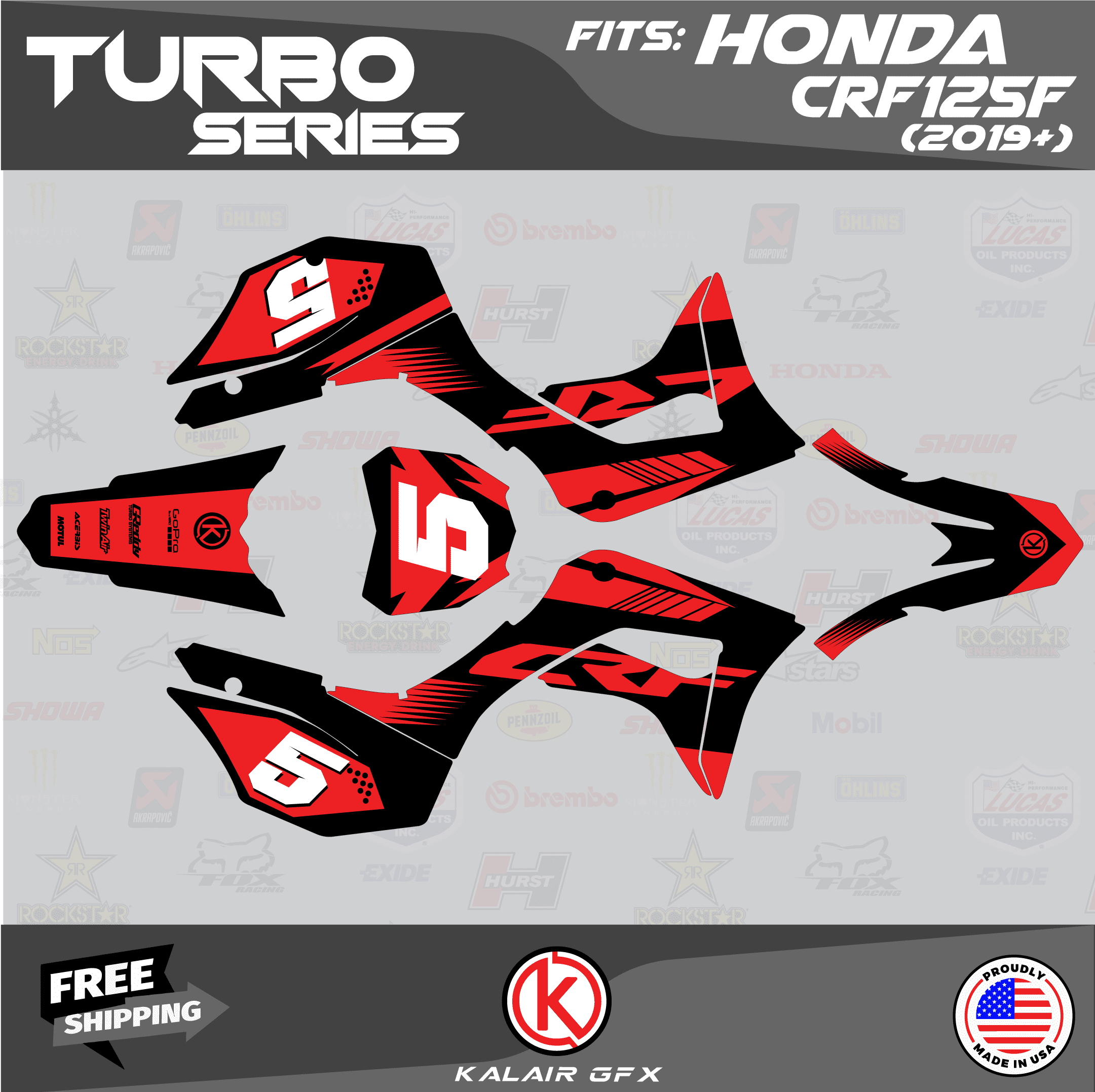 Kalair GFX Graphics Kit for Honda CRF125F (2019-2024) Turbo Series ...