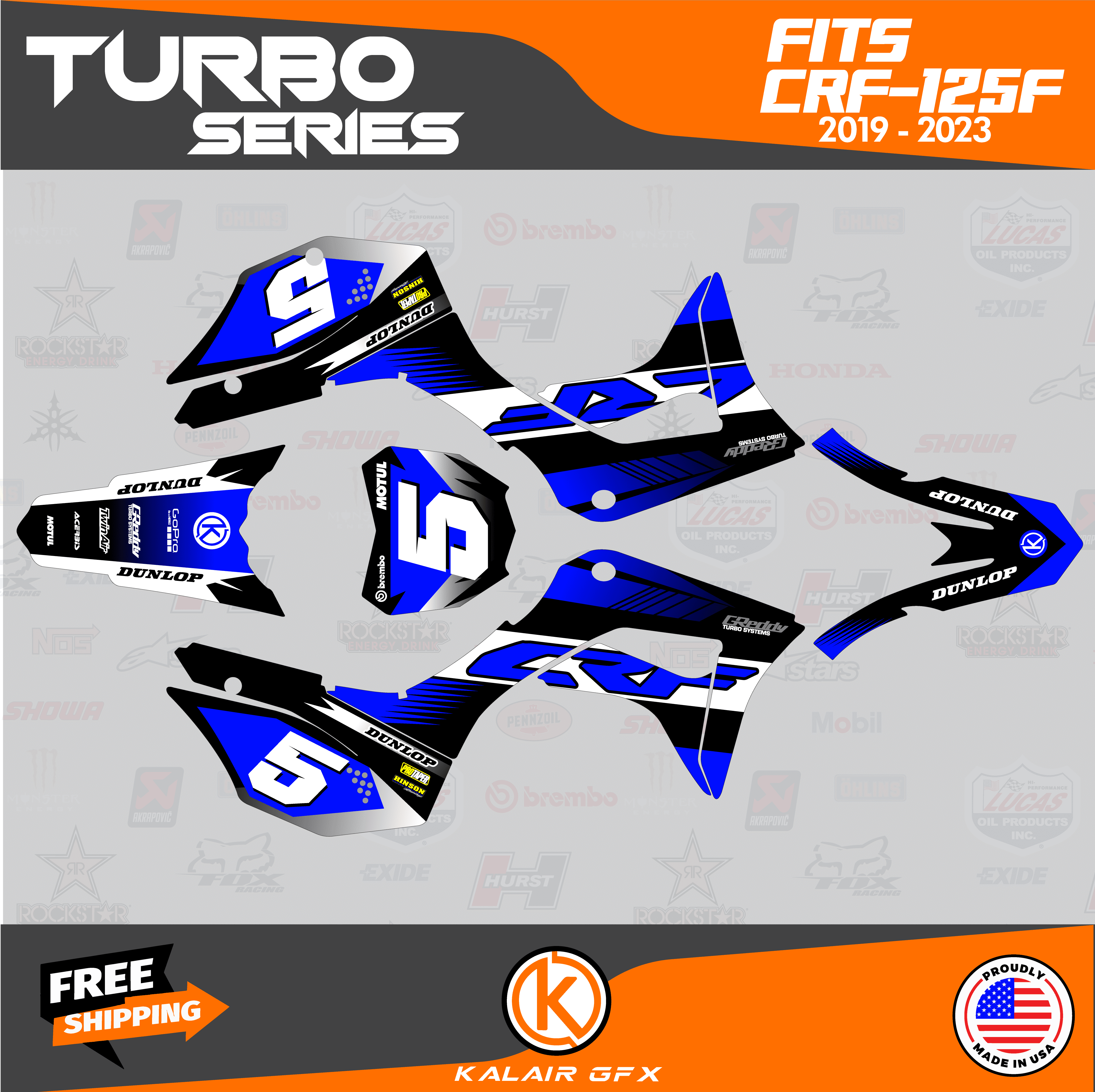 Kalair GFX Graphics Kit for Honda CRF125F (2019-2024) Turbo Series ...