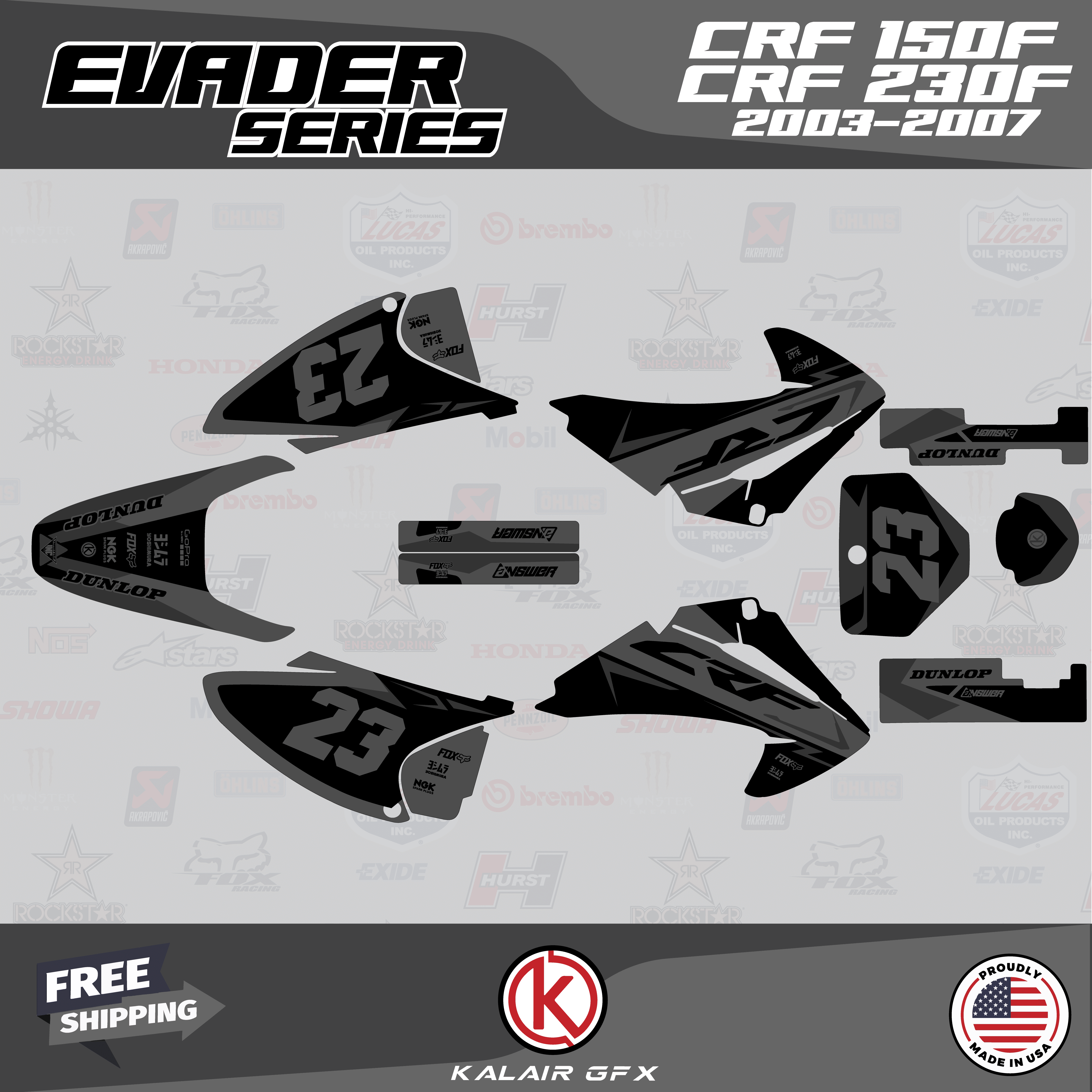 Kalair GFX Graphics Kit for Honda CRF150F (2003-2007) Evader Series ...