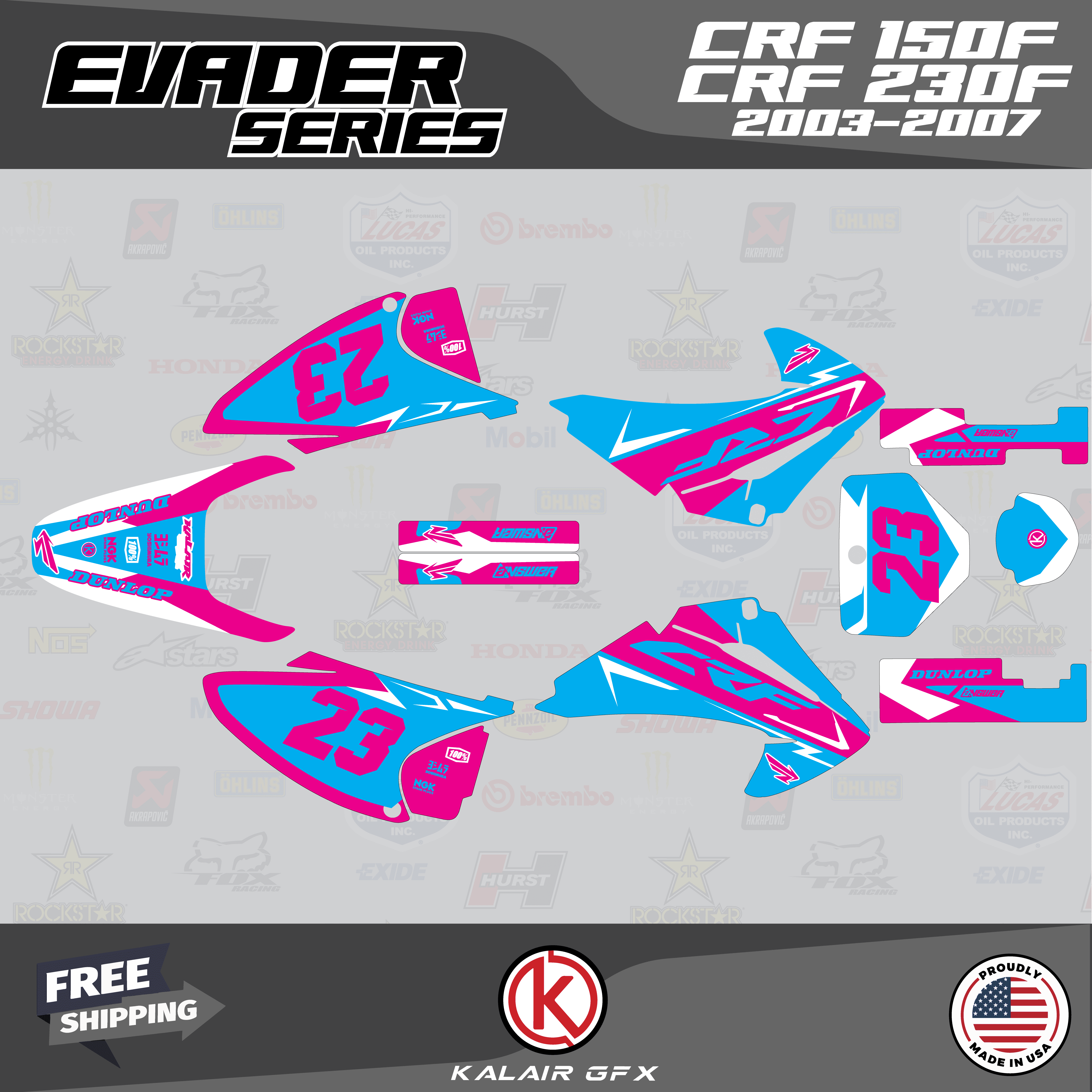 Kalair GFX Graphics Kit for Honda CRF150F (2003-2007) Evader Series ...