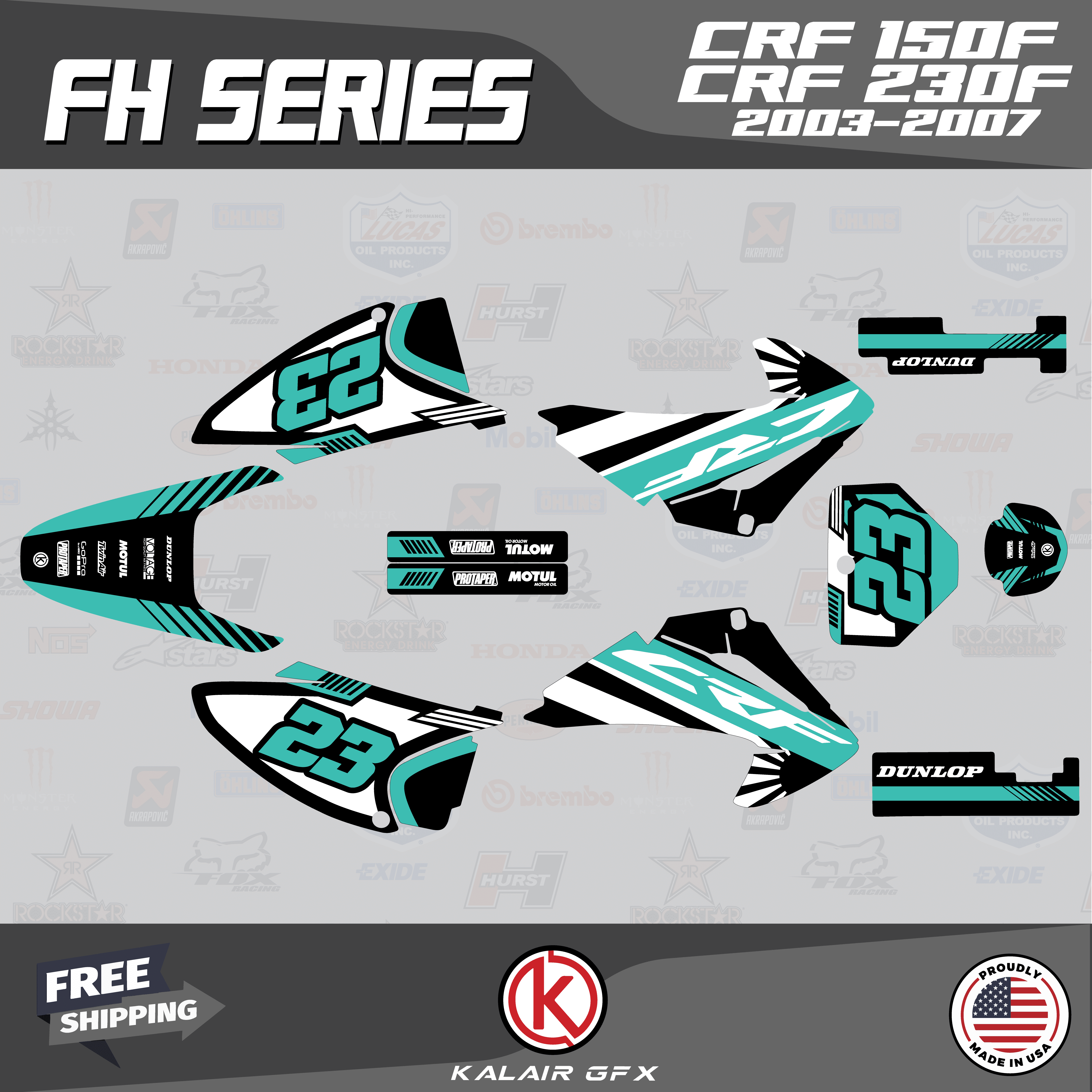 Kalair GFX Graphics Kit for Honda CRF150F (2003-2007) Fh Series ...