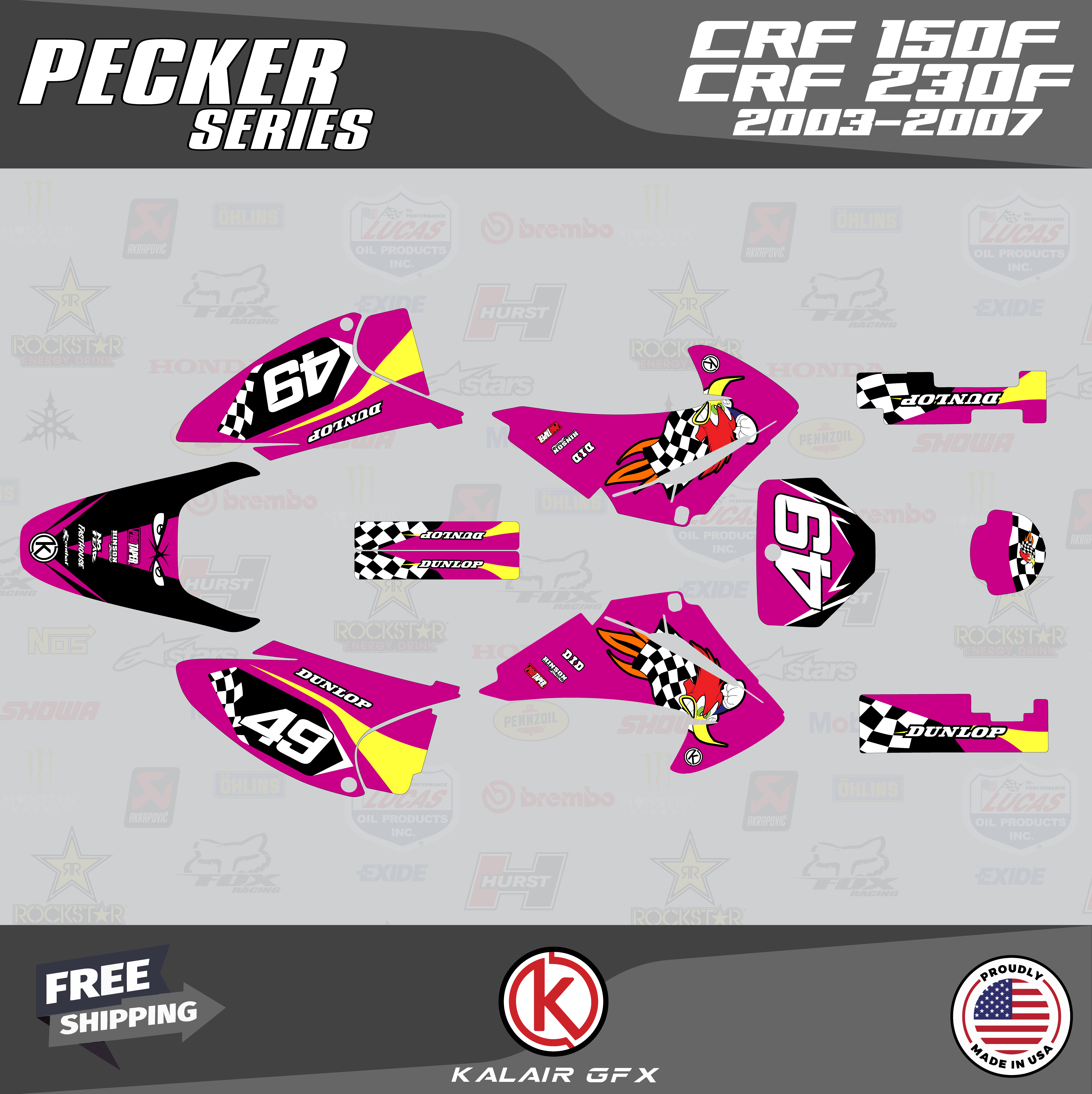 Kalair GFX Graphics Kit for Honda CRF150F (2003-2007) Pecker Series ...