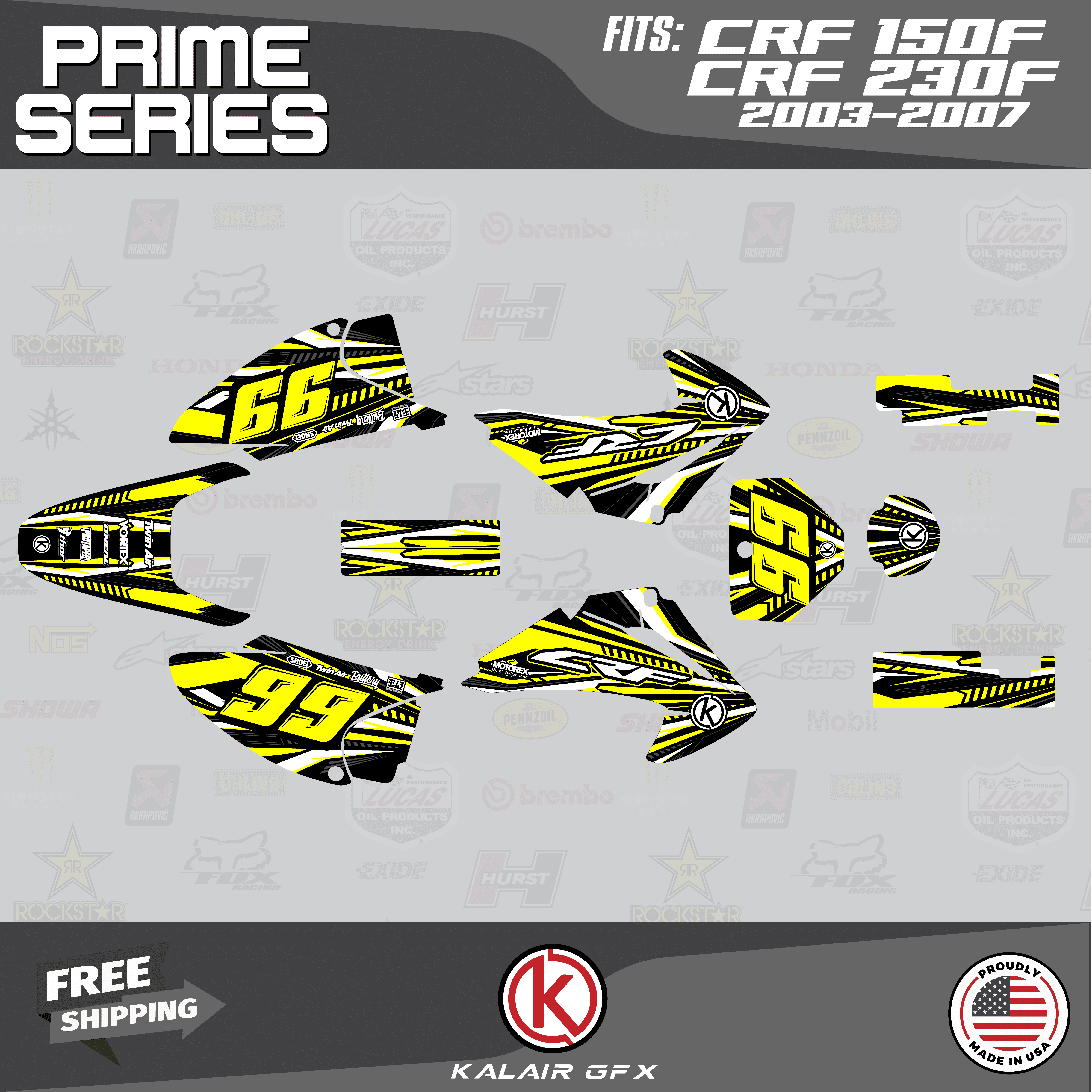 Kalair GFX Graphics Kit for Honda CRF150F (2003-2007) Prime Series ...