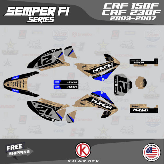 Kalair GFX Graphics Kit for Honda CRF150F (2003-2007) Semperfi Series ...