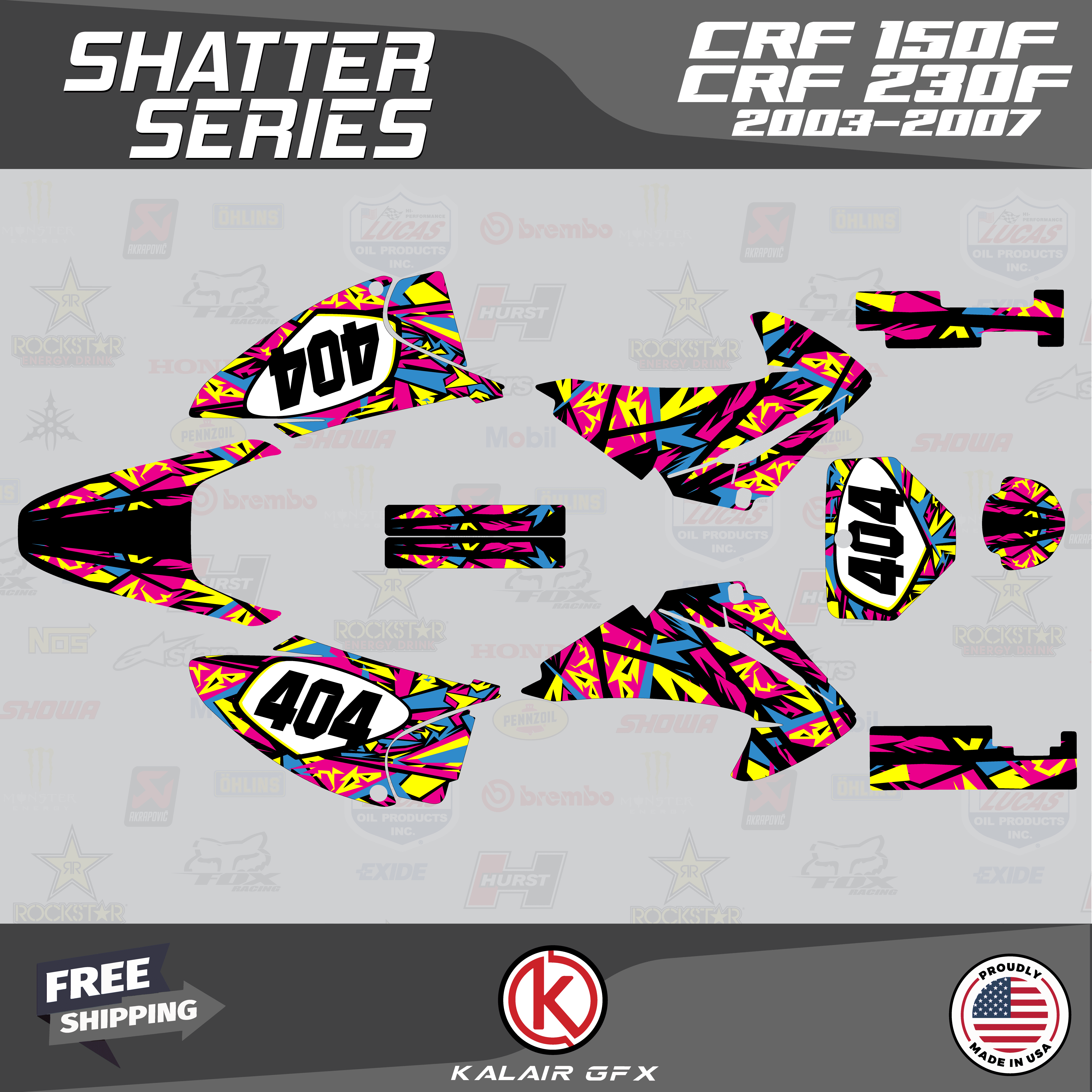 Kalair GFX Graphics Kit for Honda CRF150F (2003-2007) Shatter Series ...