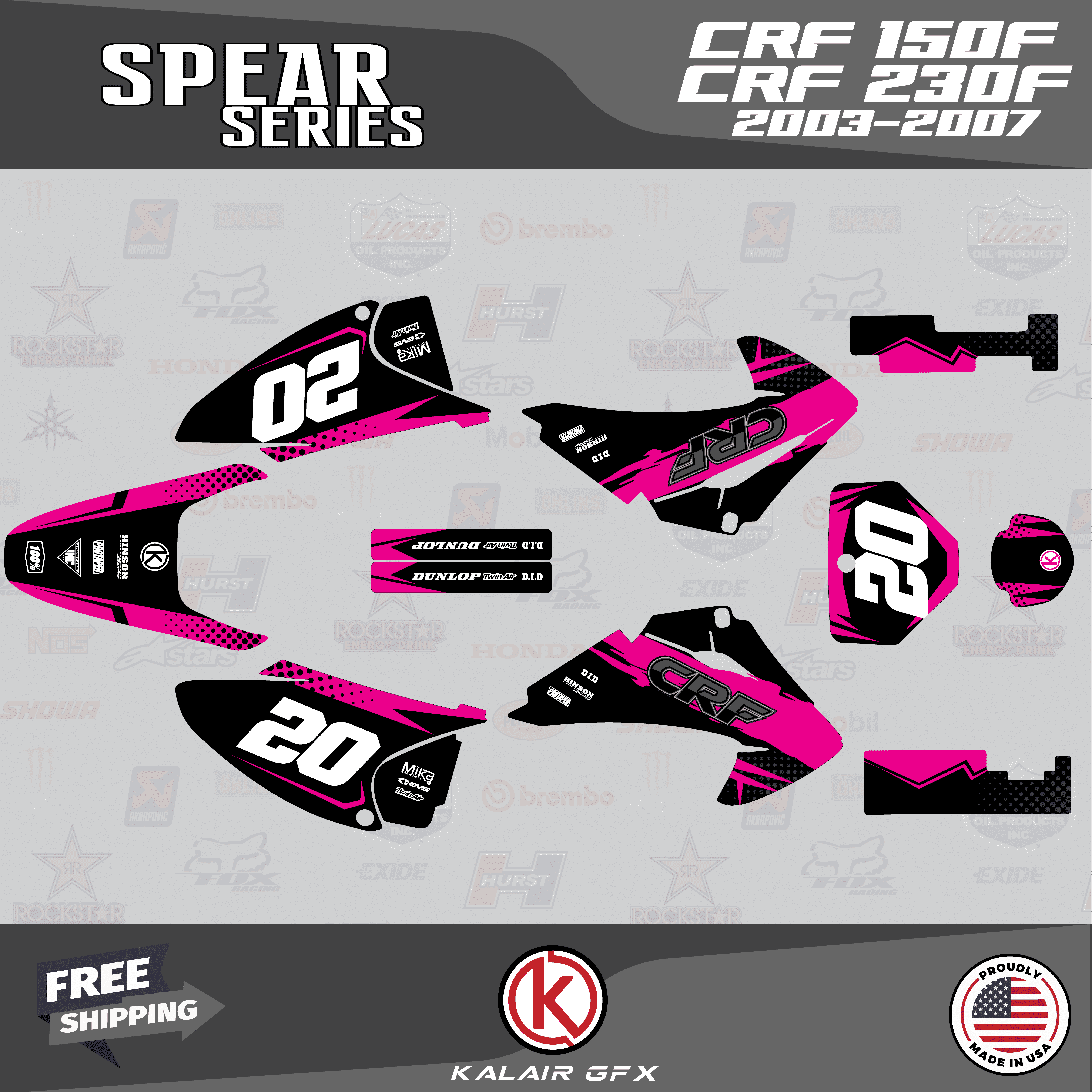 Kalair GFX Graphics Kit for Honda CRF150F (2003-2007) Spear Series ...
