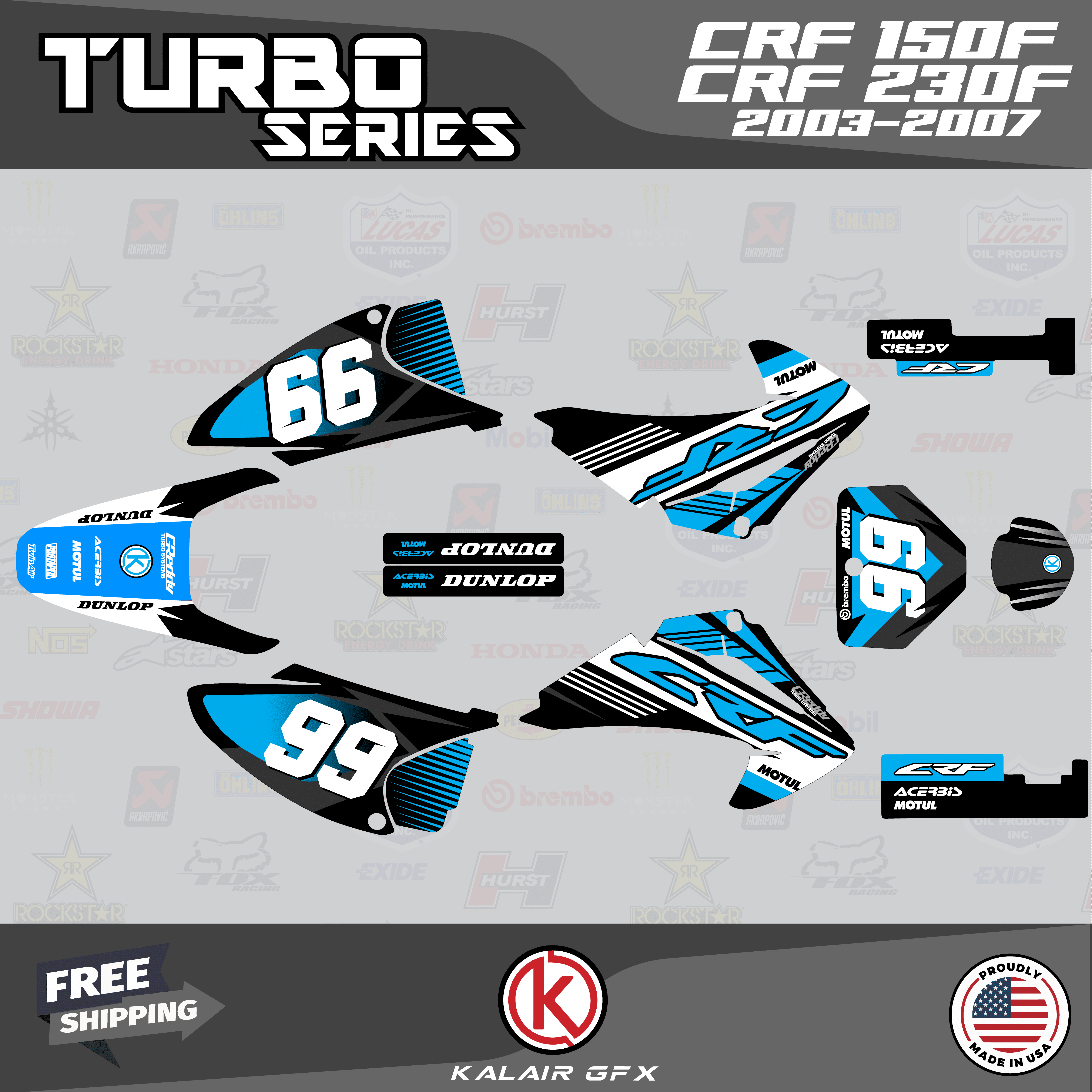 Kalair GFX Graphics Kit for Honda CRF150F (2003-2007) Turbo Series ...