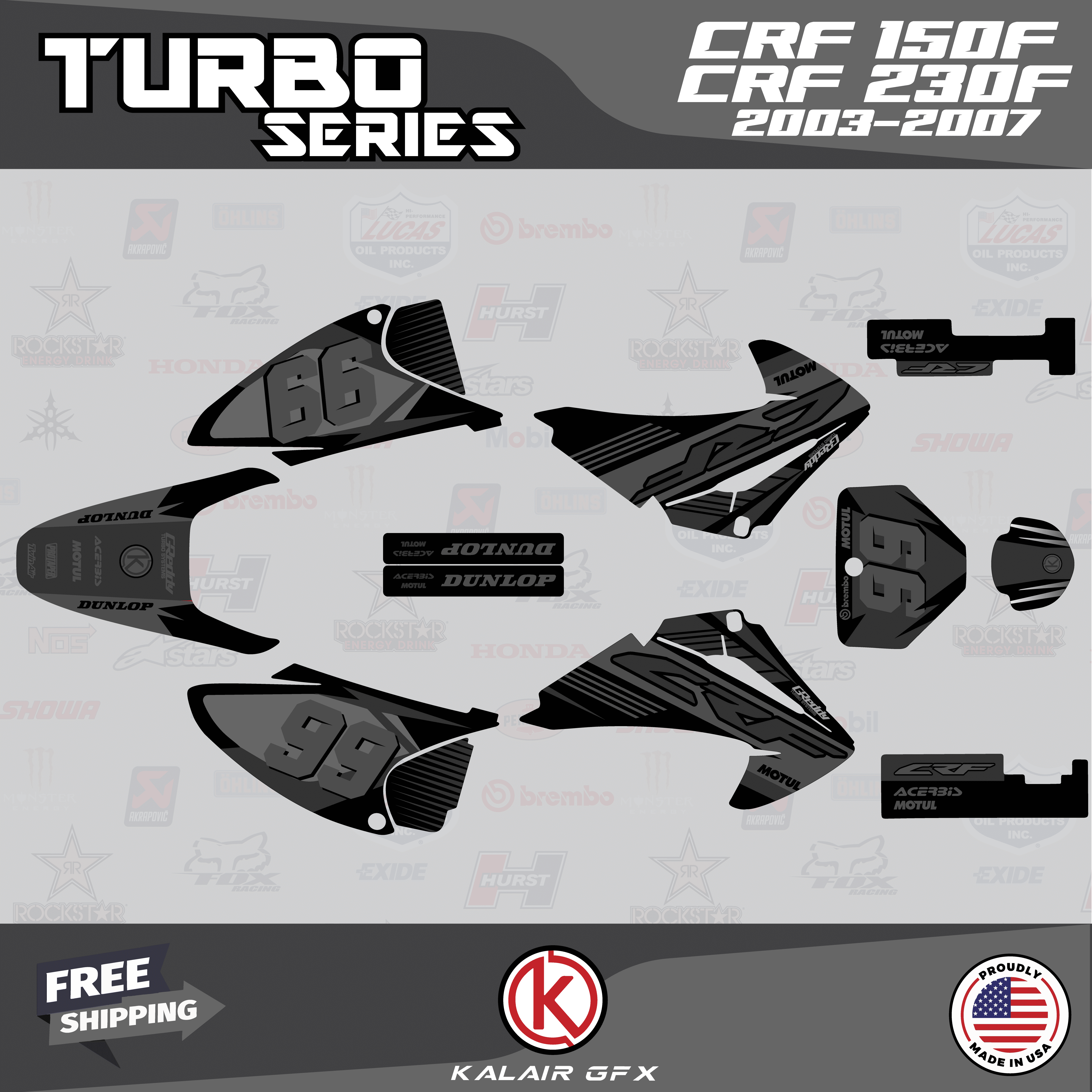 Kalair GFX Graphics Kit for Honda CRF150F (2003-2007) Turbo Series ...