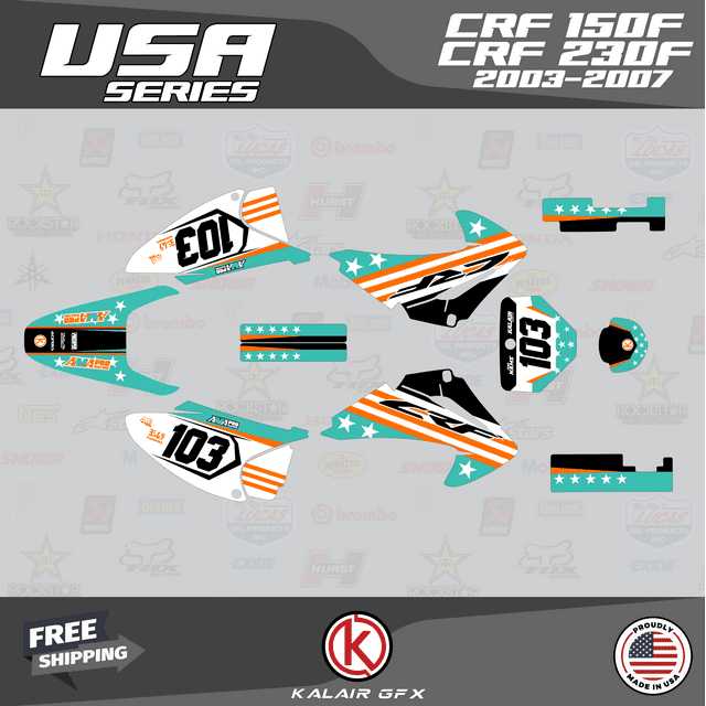 Kalair GFX Graphics Kit for Honda CRF150F (2003-2007) Usa Series ...