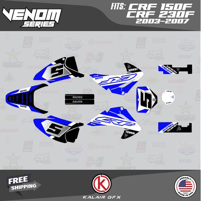 Kalair GFX Graphics Kit for Honda CRF150F (2003-2007) Venom Series ...