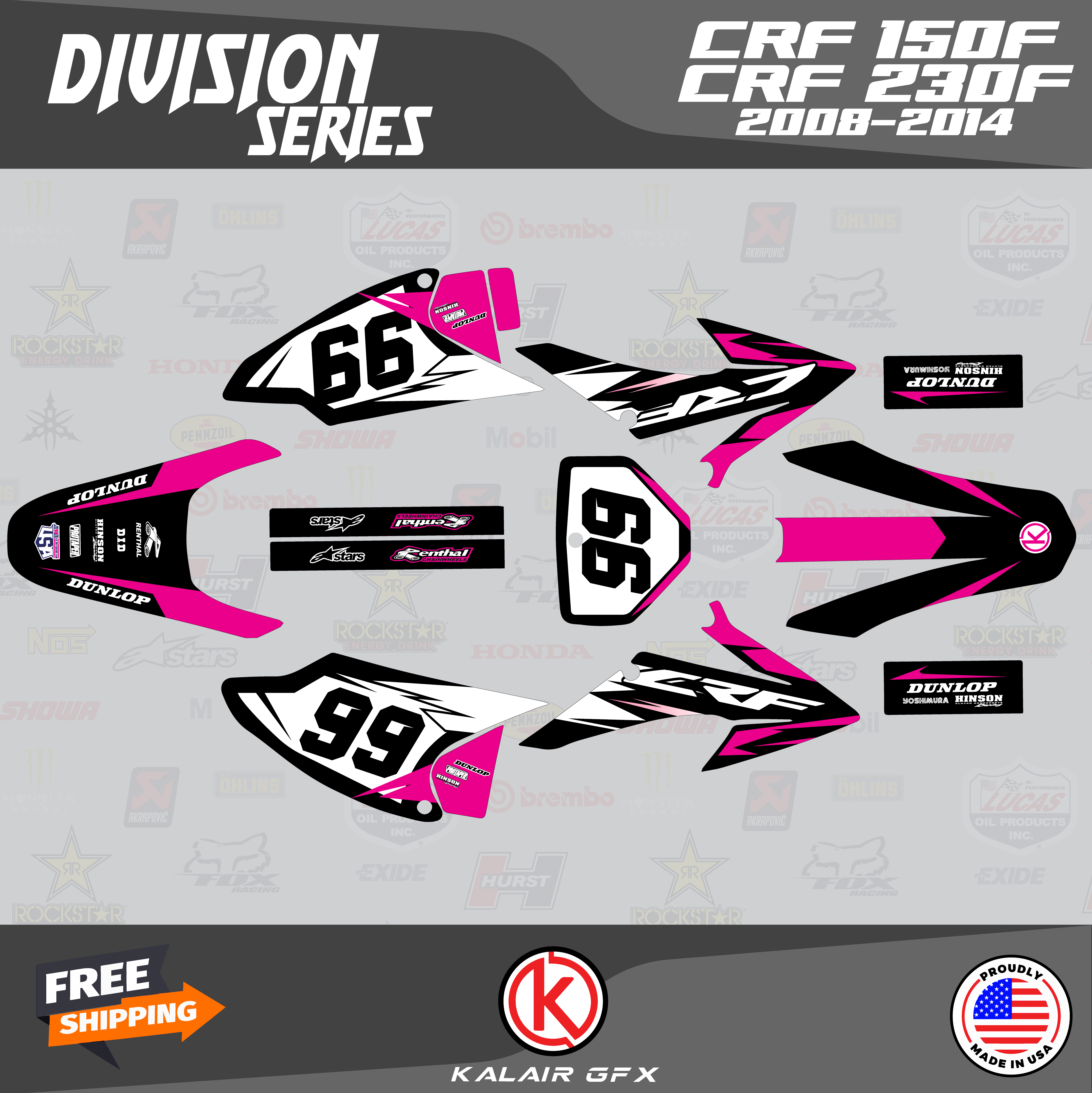 Kalair GFX Graphics Kit for Honda CRF150F (2008-2014) Division Series ...