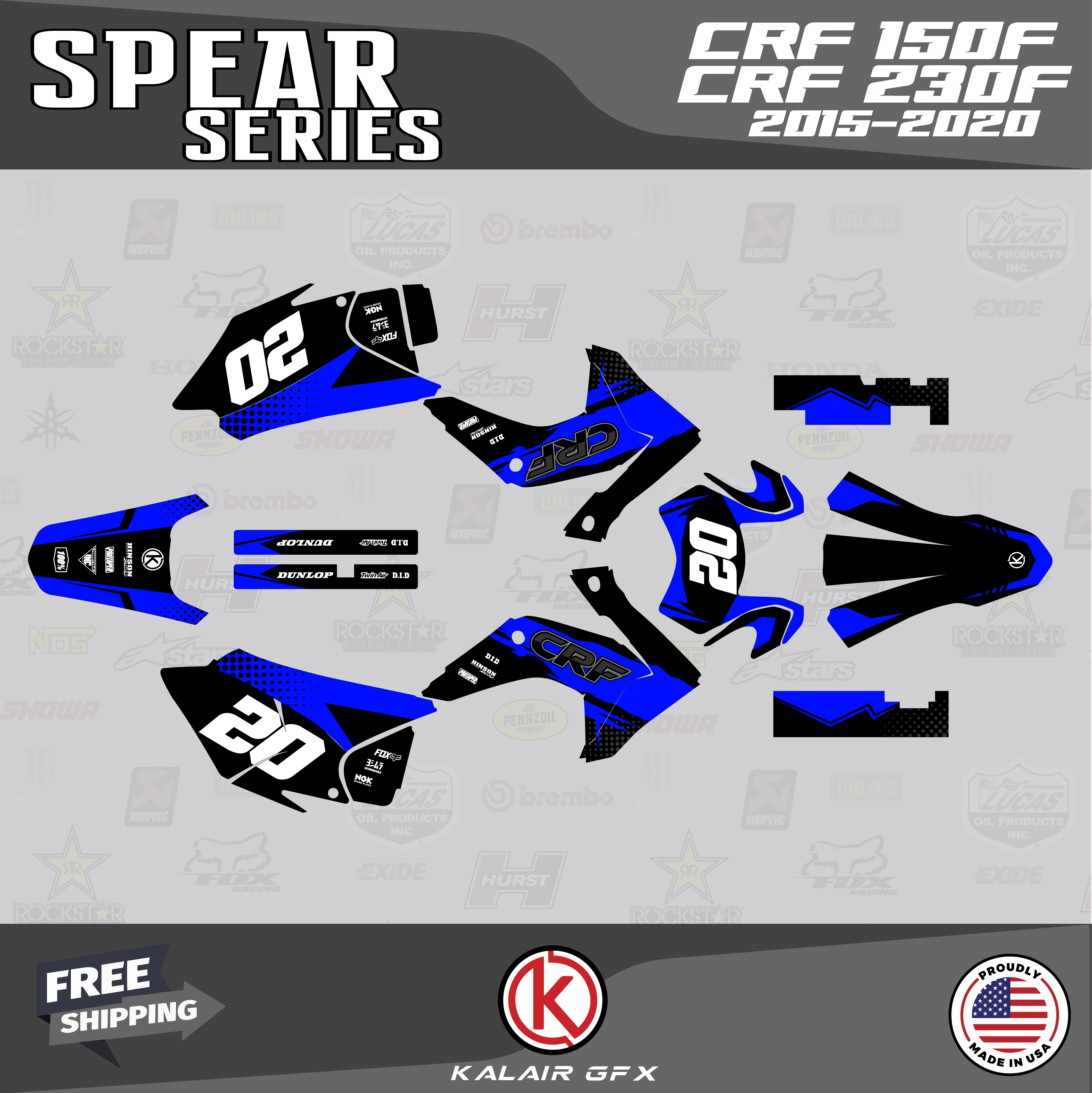 Kalair GFX Graphics Kit for Honda CRF150F (2015-2020) Spear Series ...