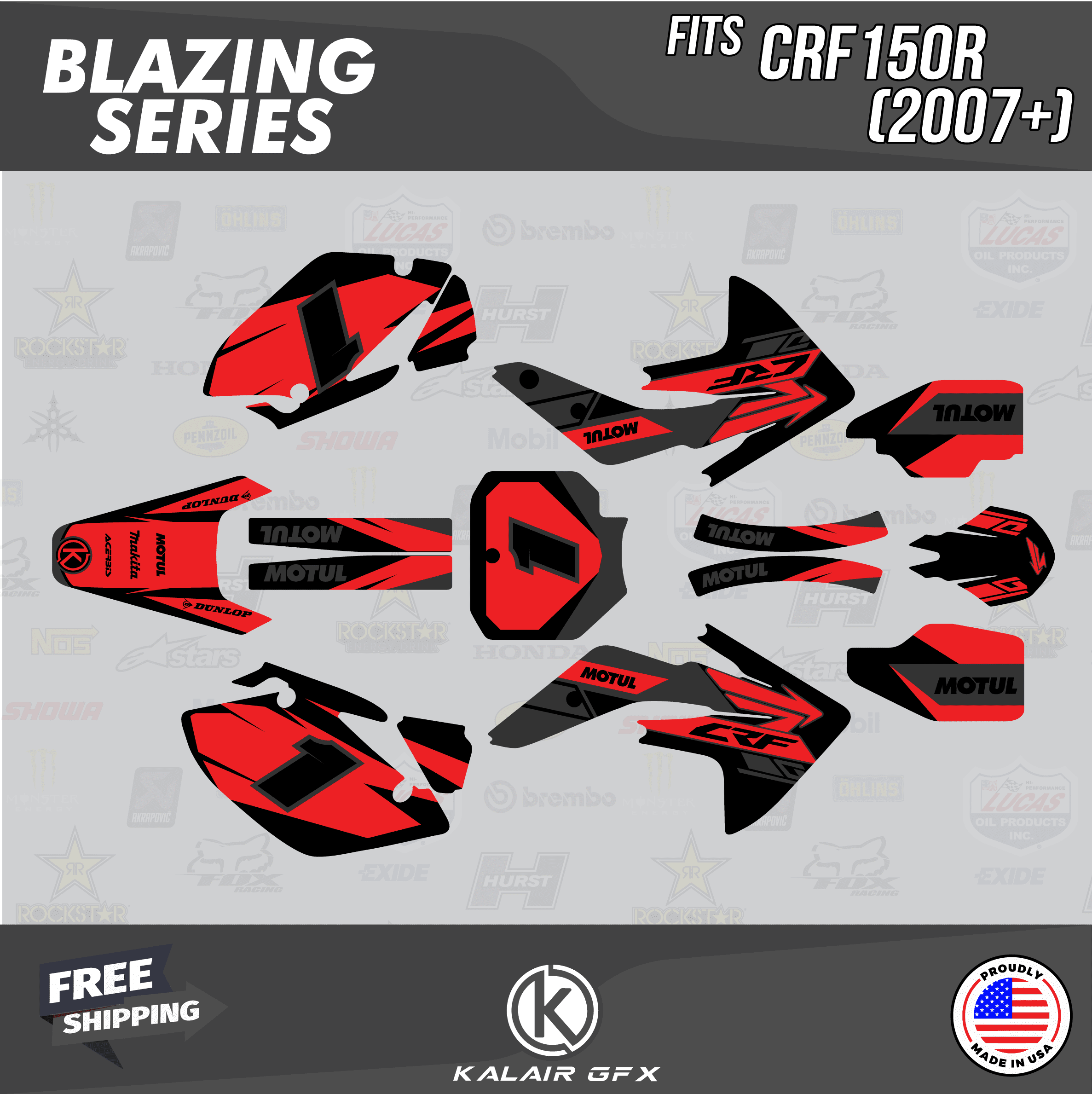 Kalair GFX Graphics Kit for Honda CRF150R (2007-2023) Blazing Series ...