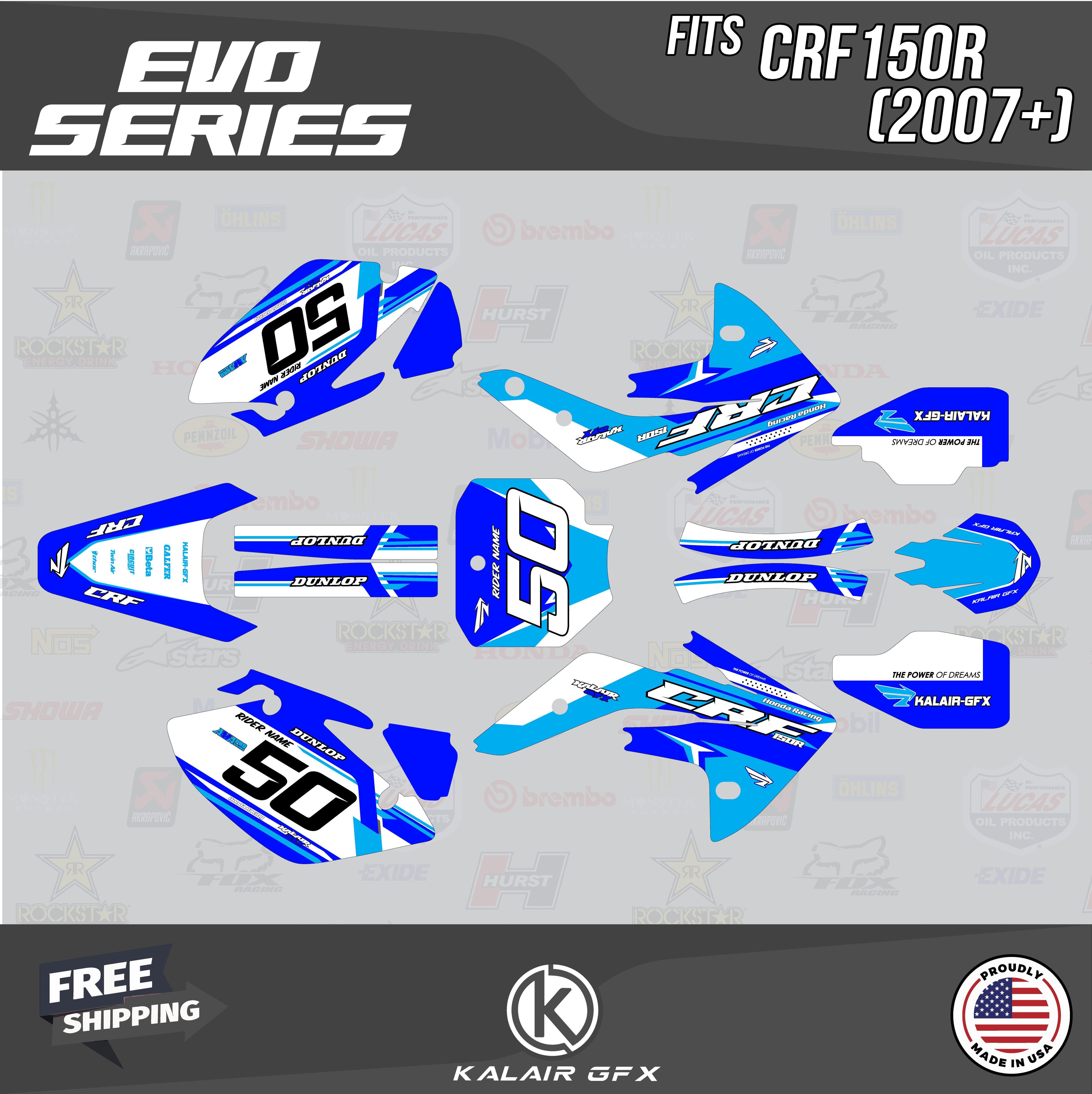 Kalair GFX Graphics Kit for Honda CRF150R (2007-2023) Evo Series ...