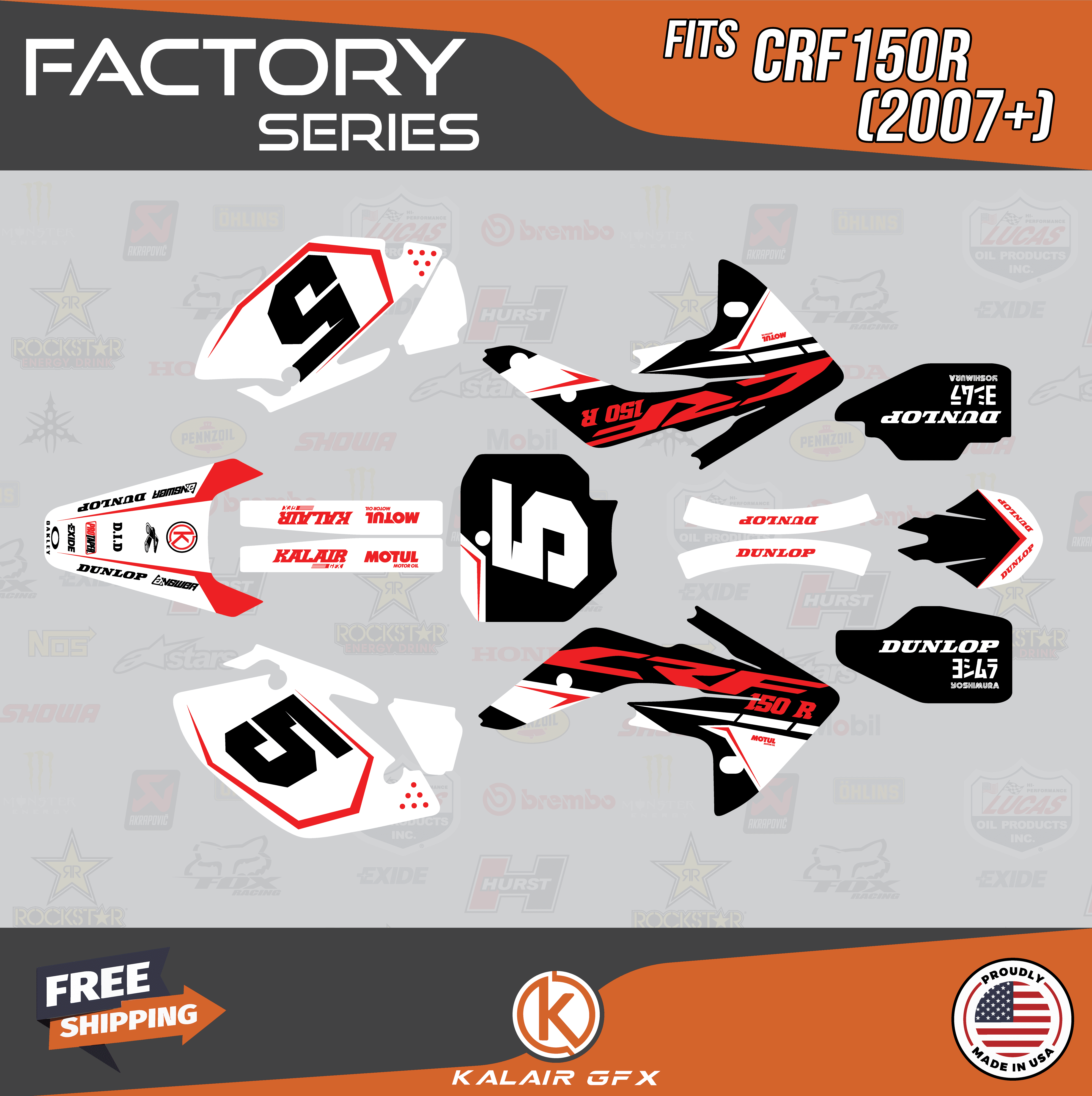Kalair GFX Graphics Kit for Honda CRF150R (2007-2023) Factory Series ...
