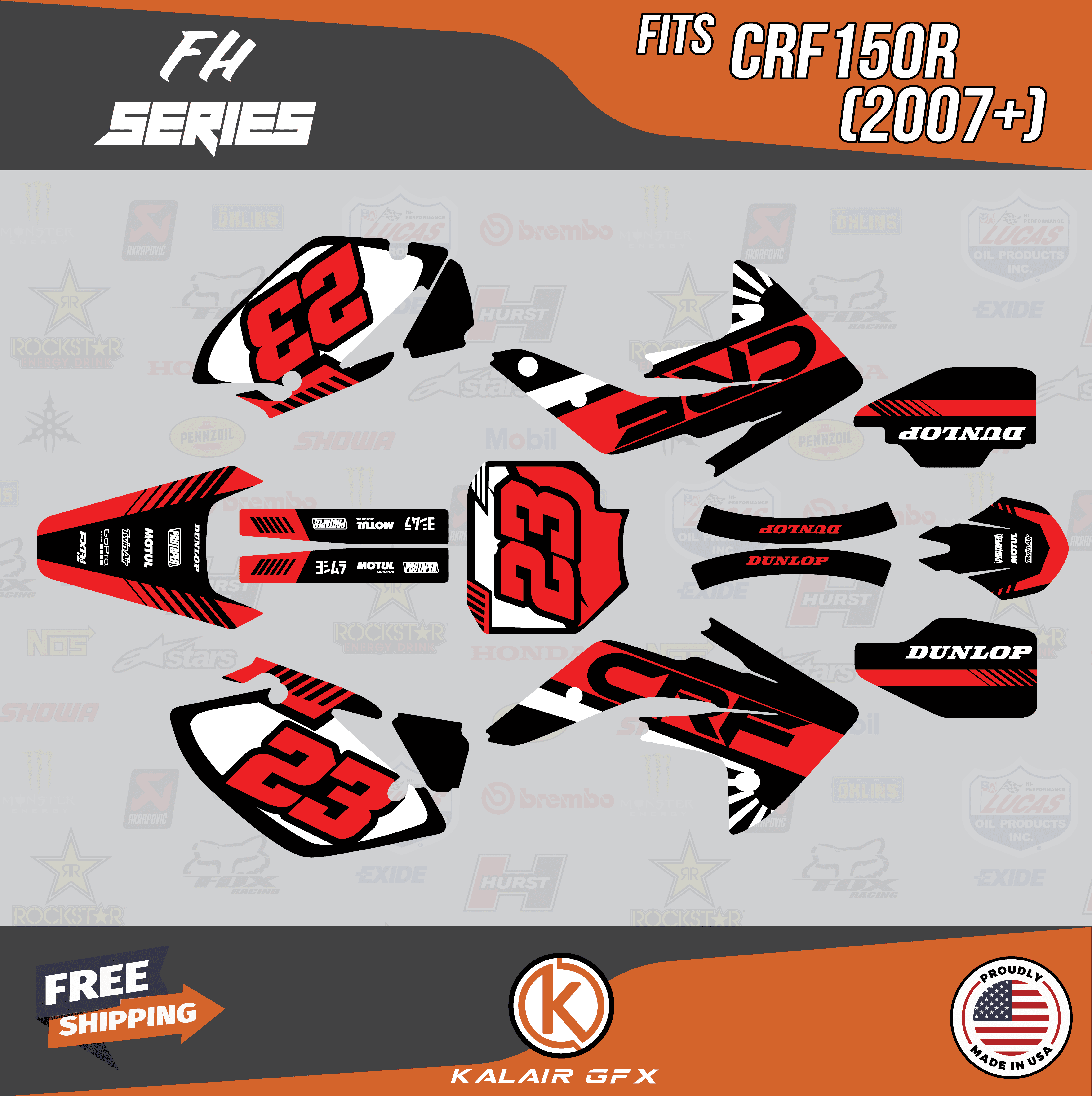 Kalair GFX Graphics Kit for Honda CRF150R (2007-2023) Fh Series ...