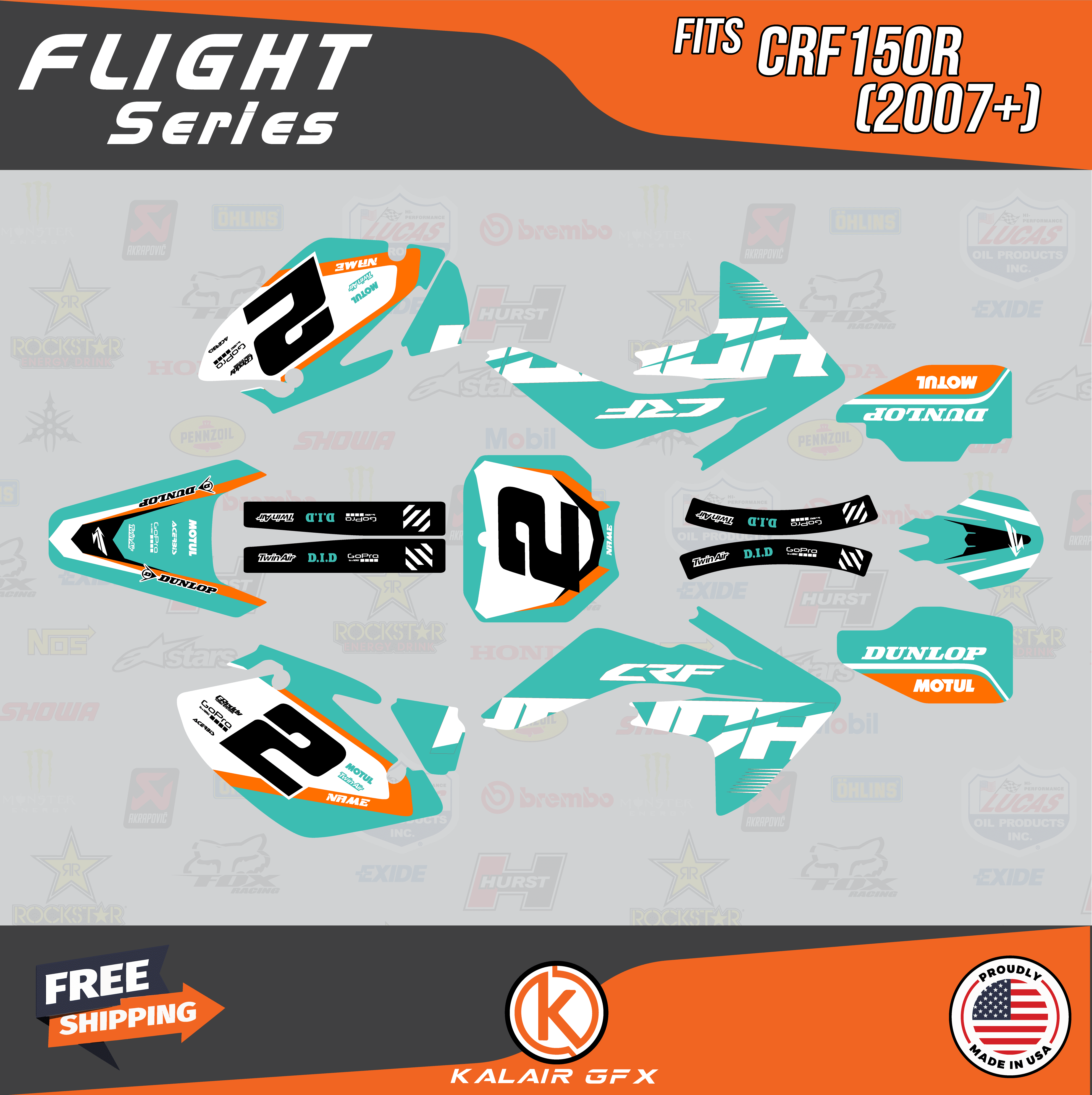 Kalair GFX Graphics Kit for Honda CRF150R (2007-2023) Flight Series ...