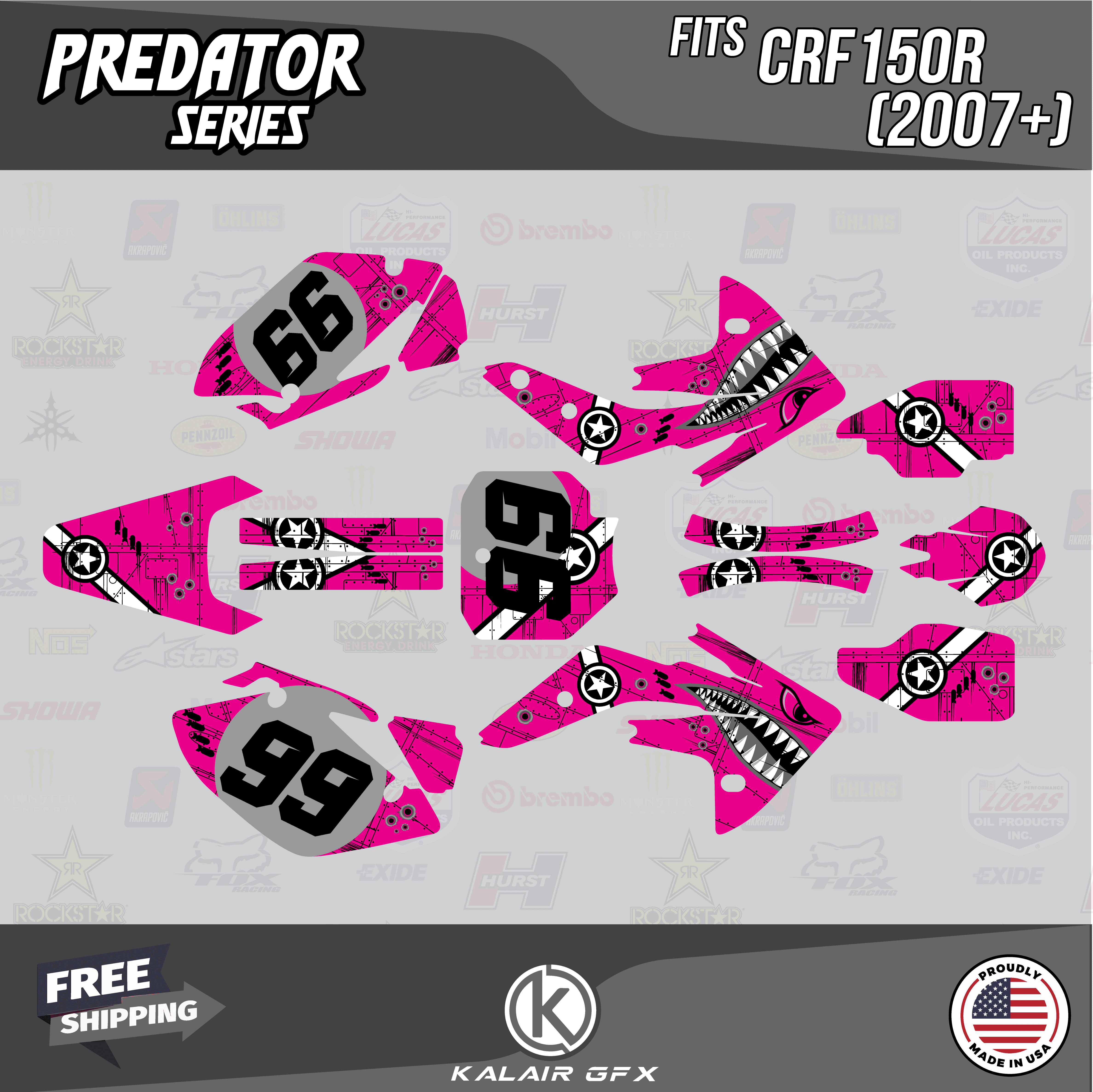 Kalair GFX Graphics Kit for Honda CRF150R (2007-2023) Predator Series ...