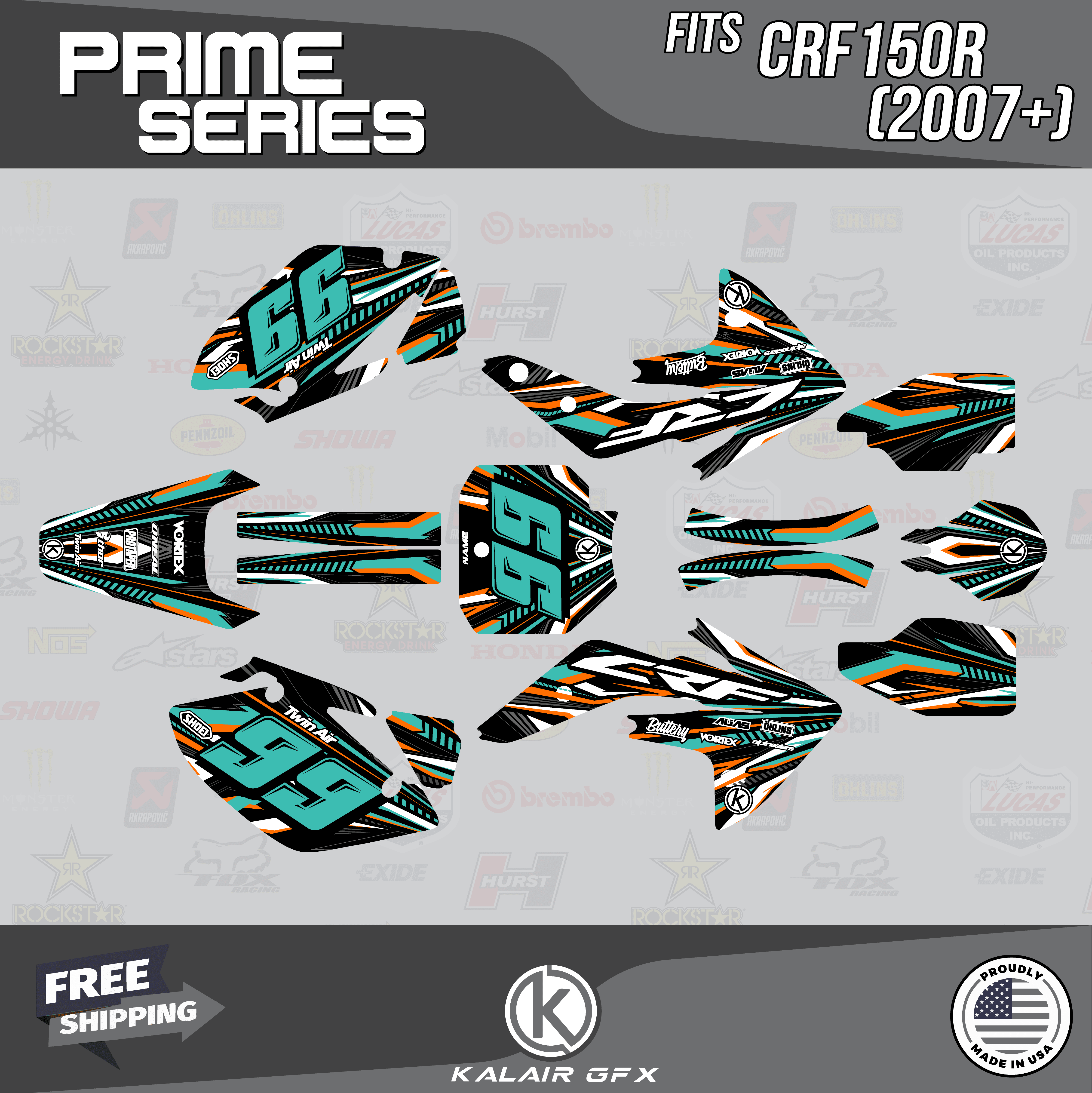 Kalair GFX Graphics Kit for Honda CRF150R (2007-2023) Prime Series ...
