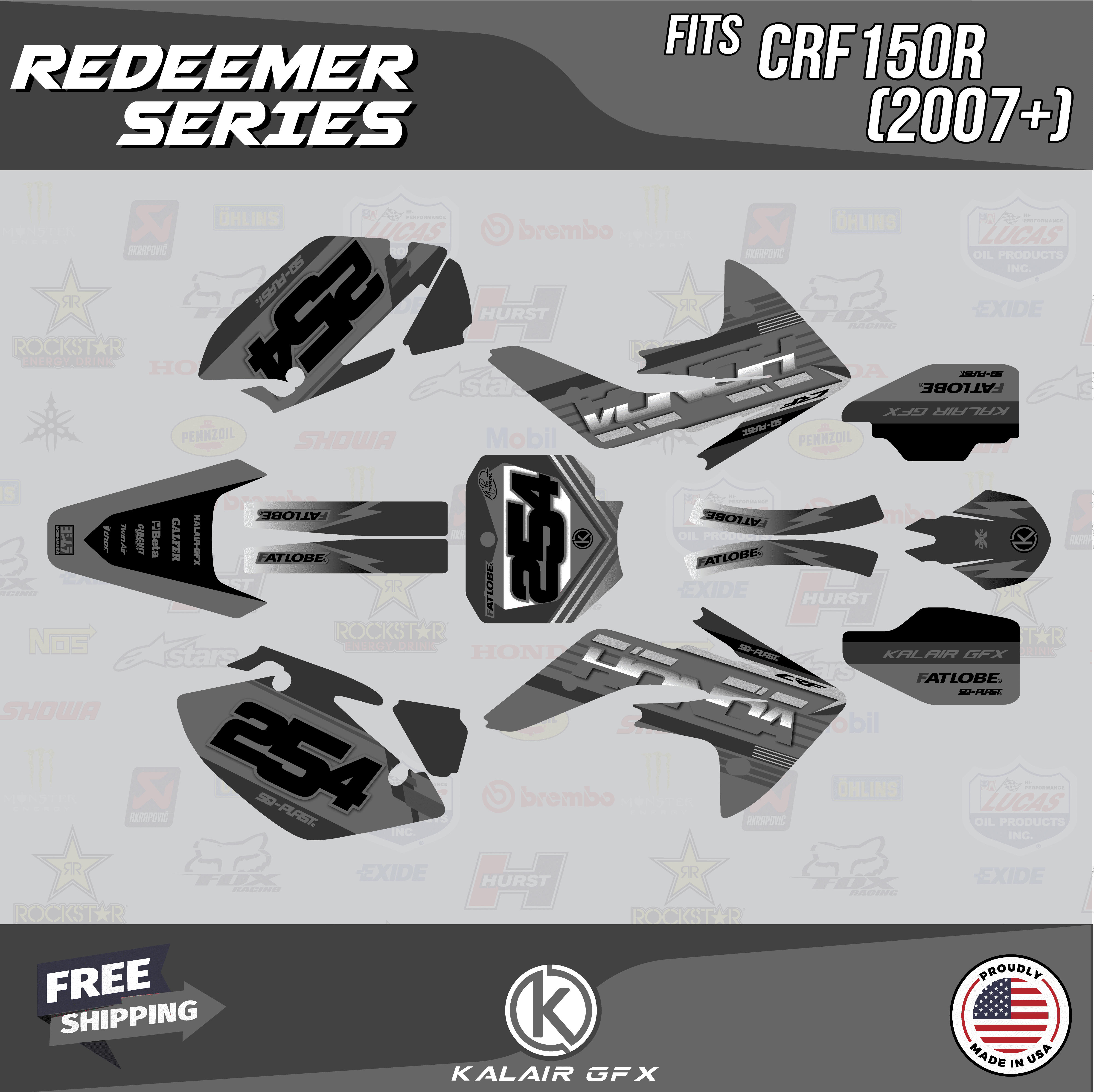 Kalair GFX Graphics Kit for Honda CRF150R (2007-2023) Redeemer Series ...