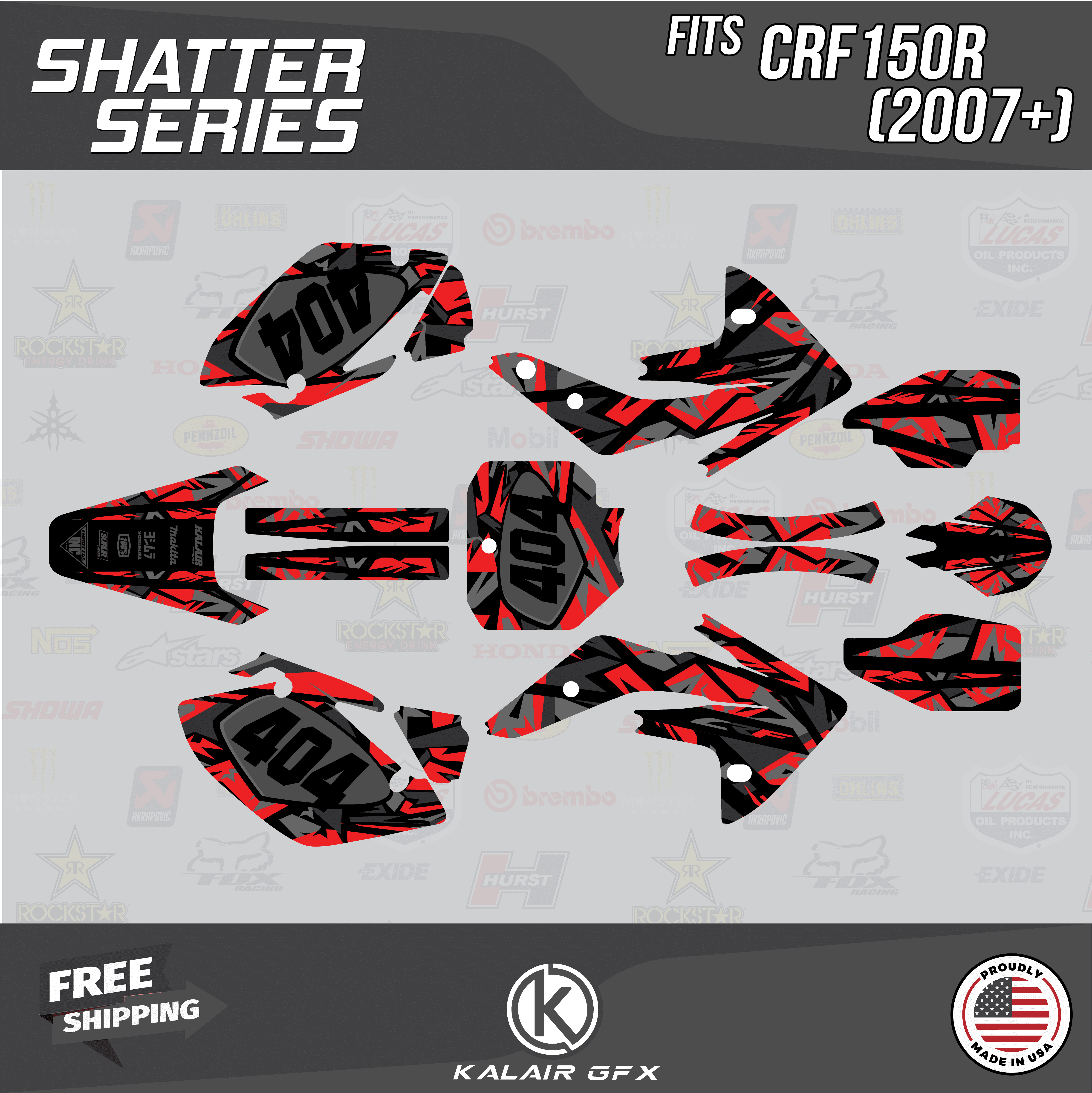 Kalair GFX Graphics Kit for Honda CRF150R (2007-2023) Shatter Series ...