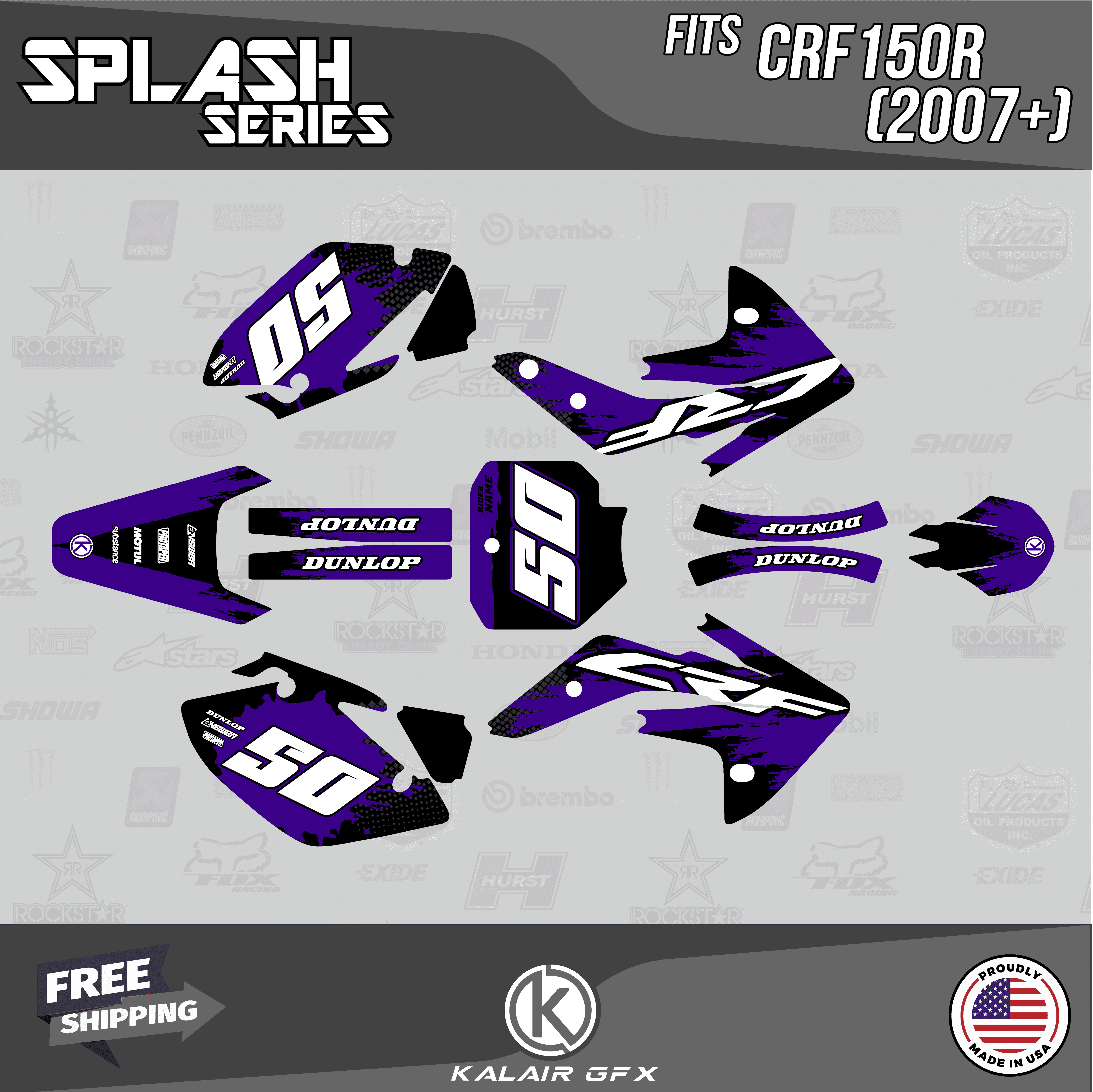 Kalair GFX Graphics Kit for Honda CRF150R (2007-2023) Splash Series ...