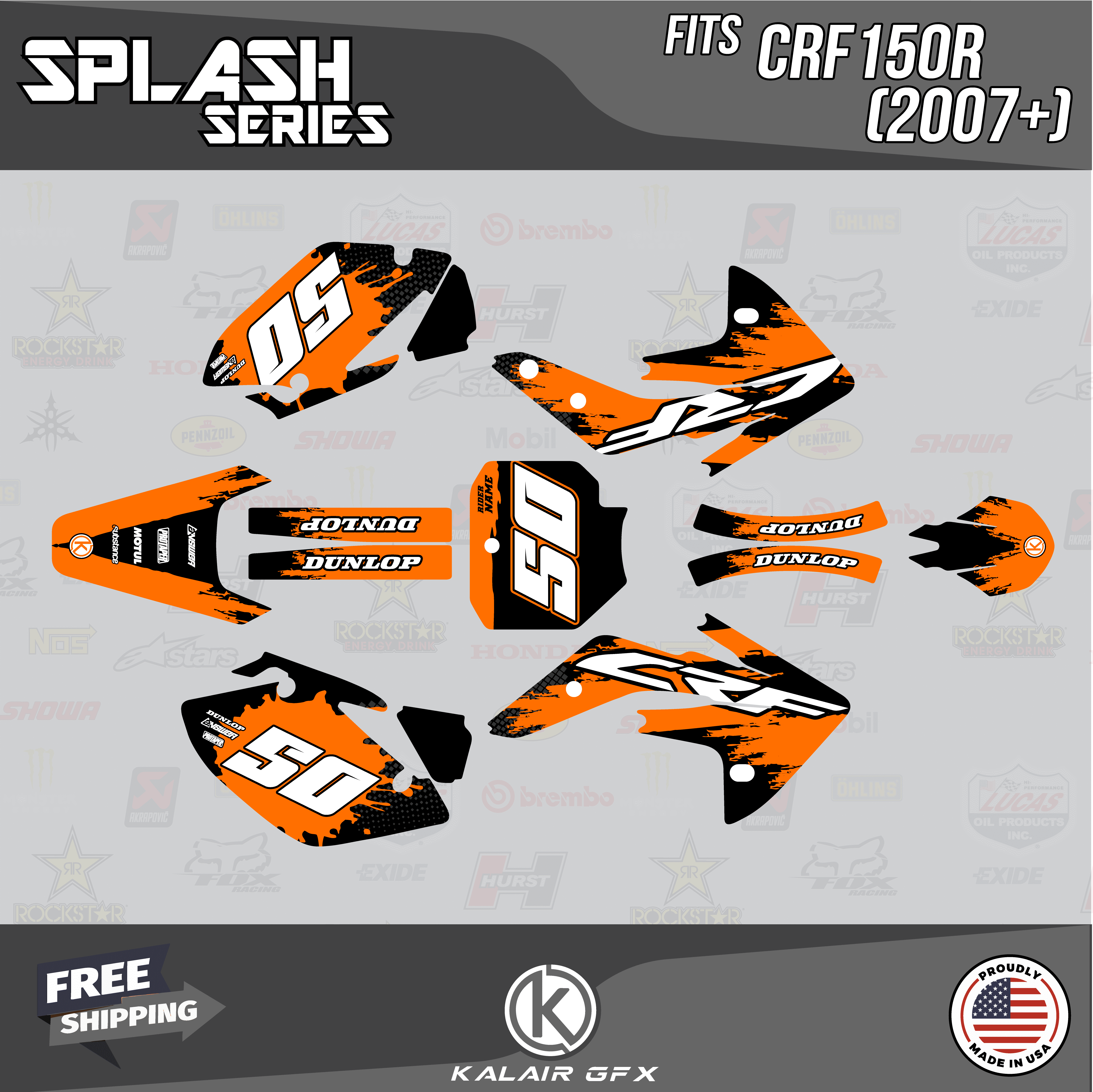 Kalair GFX Graphics Kit for Honda CRF150R (2007-2023) Splash Series ...