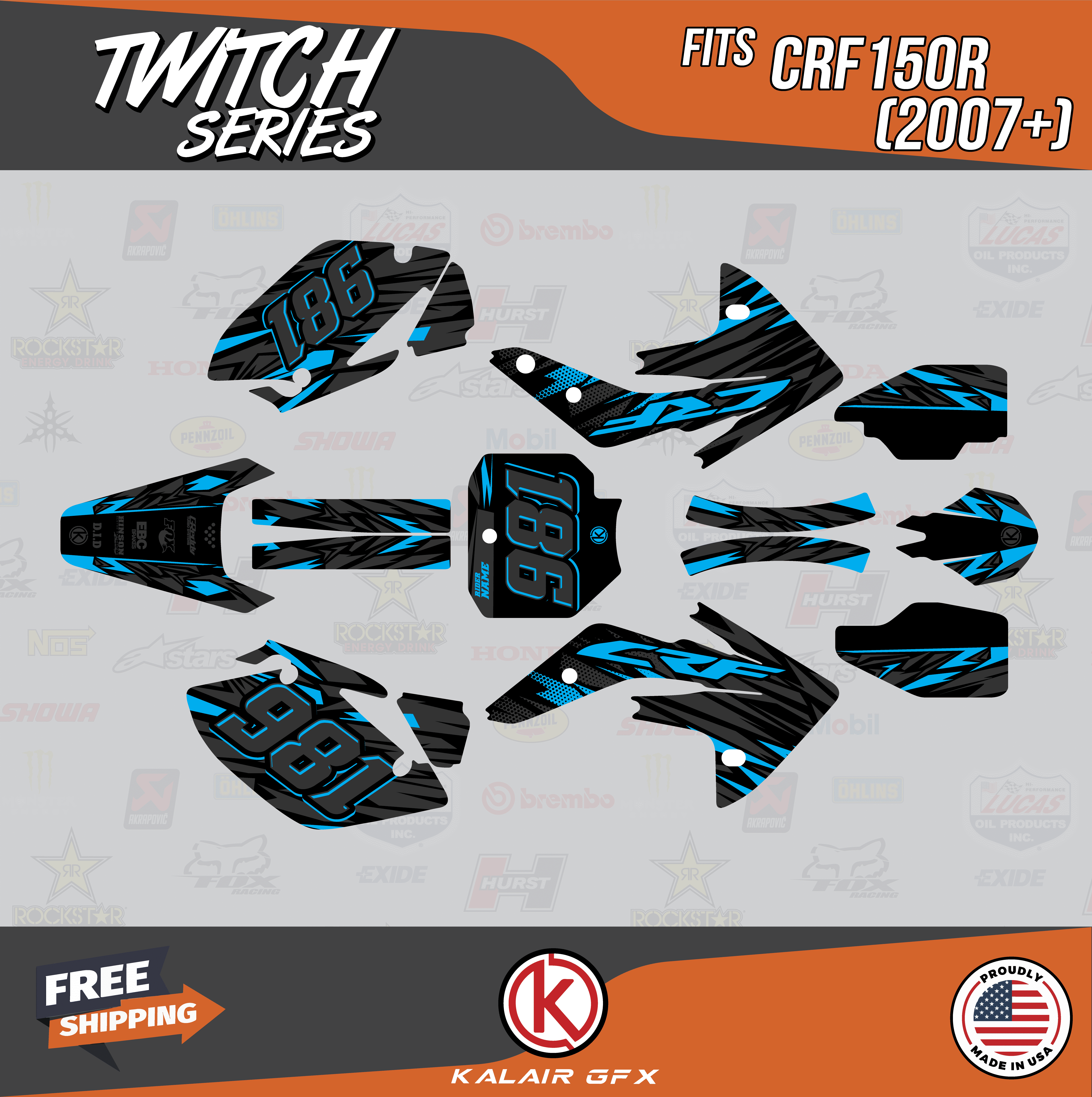 Kalair GFX Graphics Kit for Honda CRF150R (2007-2023) Twitch Series ...