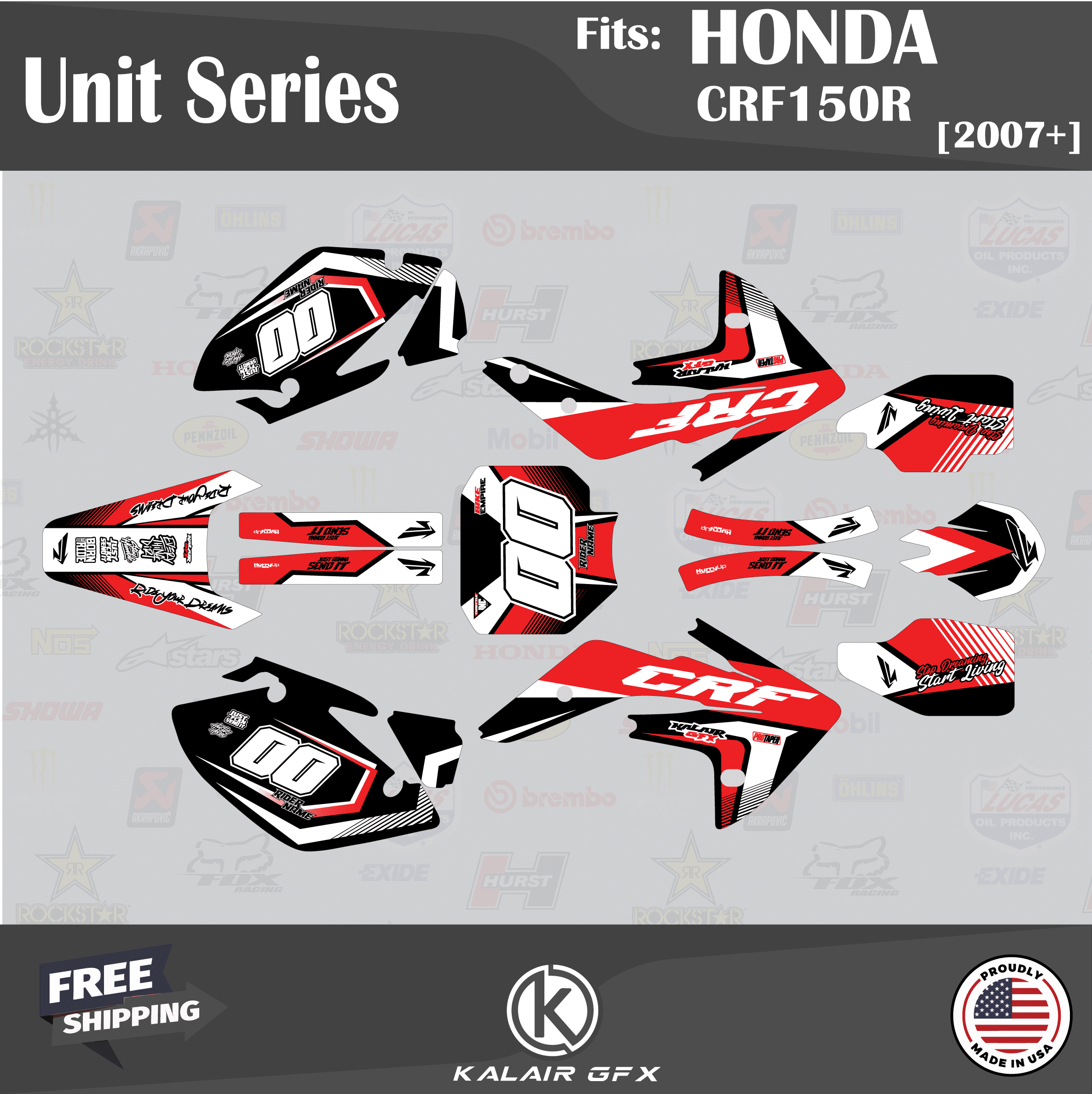 Kalair GFX Graphics Kit for Honda CRF150R (2007-2023) Unit Series ...