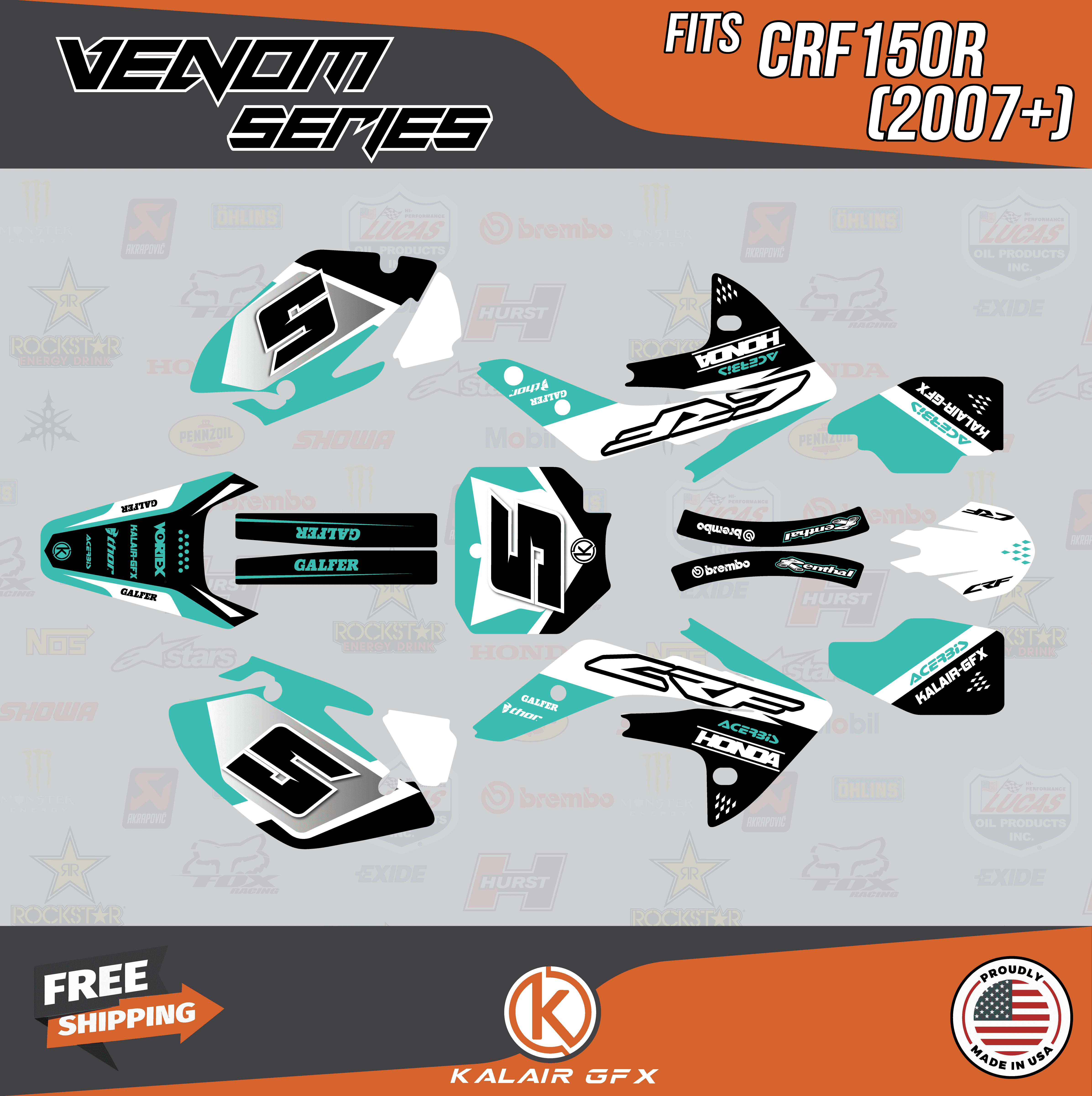 Kalair GFX Graphics Kit for Honda CRF150R (2007-2023) Venom Series ...