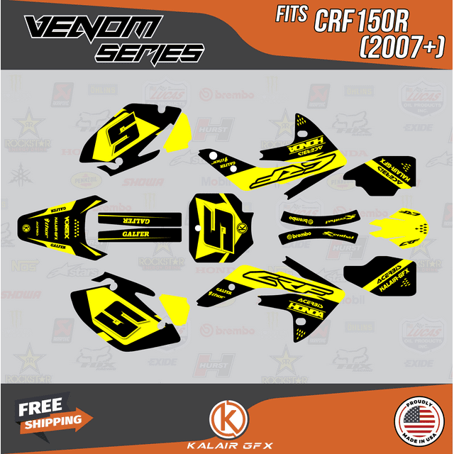Kalair GFX Graphics Kit for Honda CRF150R (2007-2023) Venom Series ...