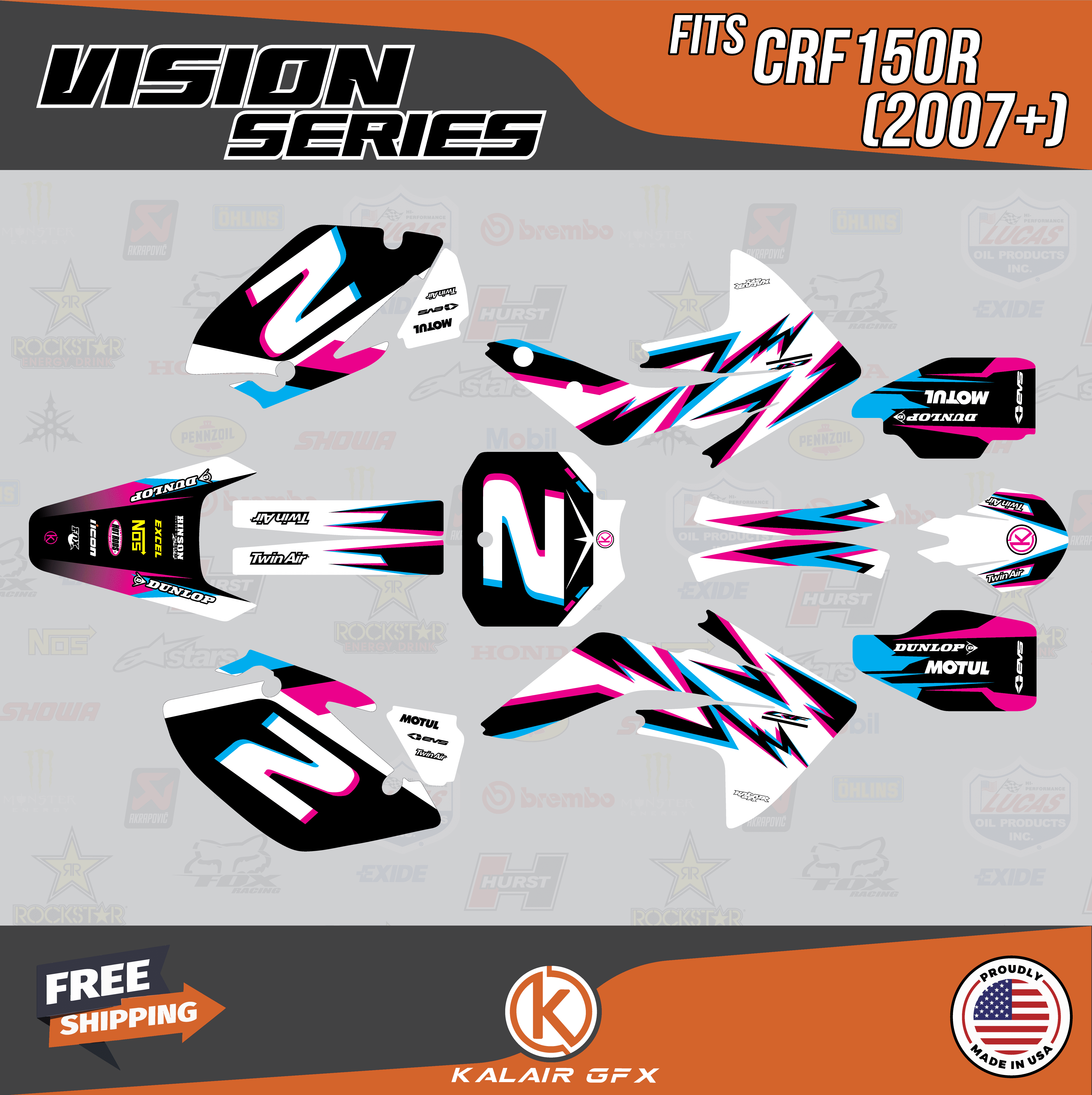 Kalair GFX Graphics Kit for Honda CRF150R (2007-2023) Vision Series ...