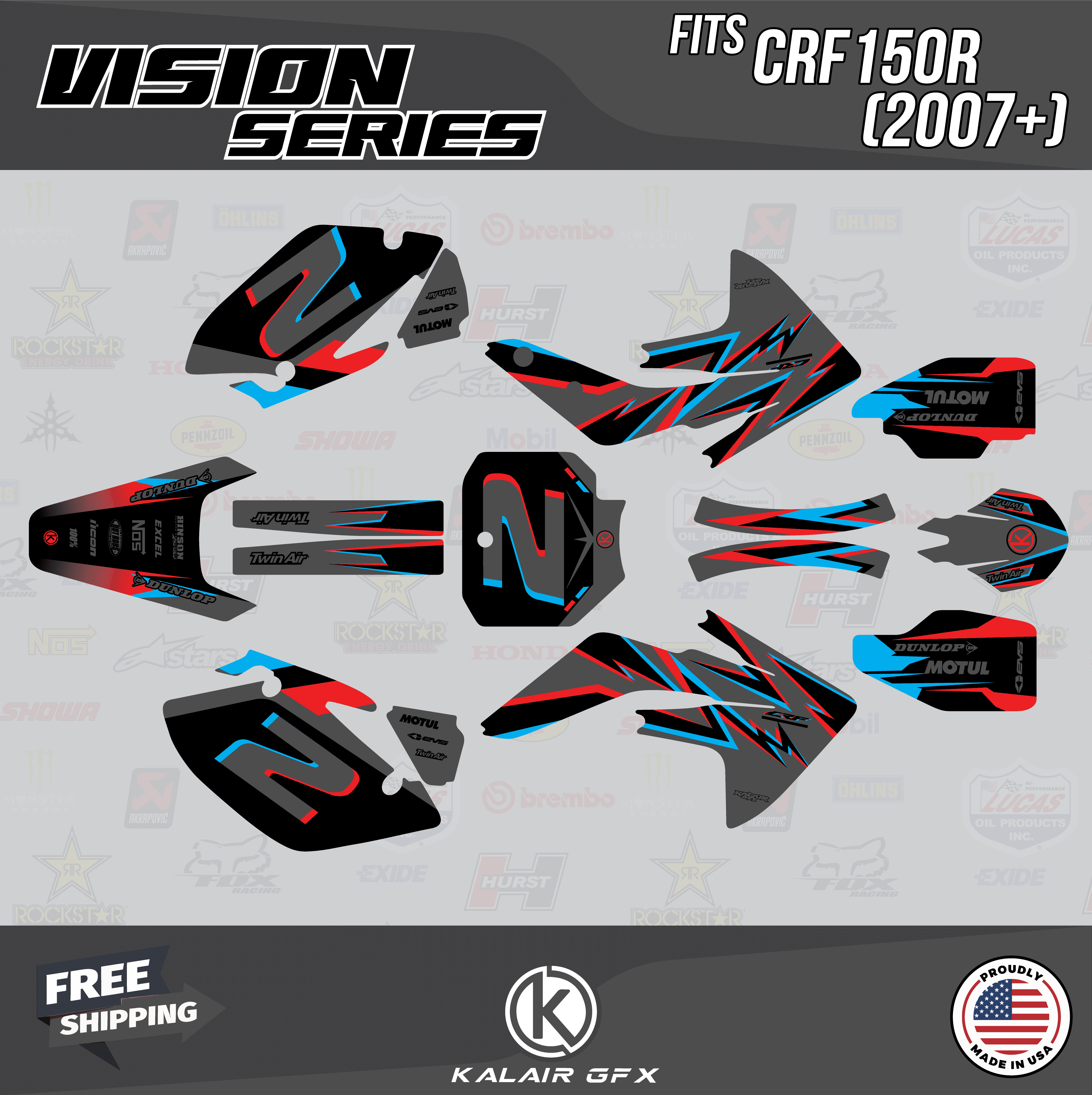 Kalair GFX Graphics Kit for Honda CRF150R (2007-2023) Vision Series ...