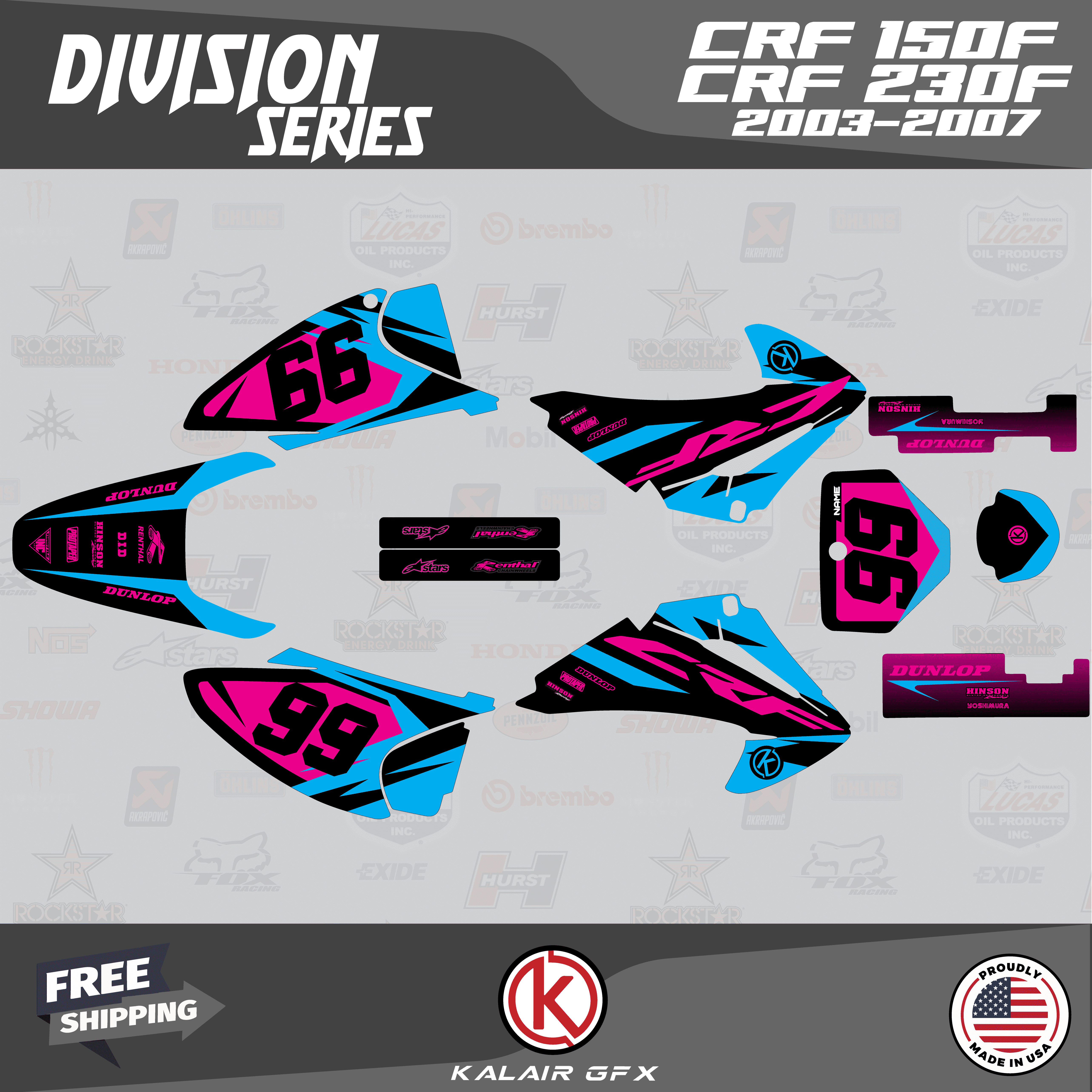 Kalair GFX Graphics Kit for Honda CRF230F (2003-2007) Division Series ...