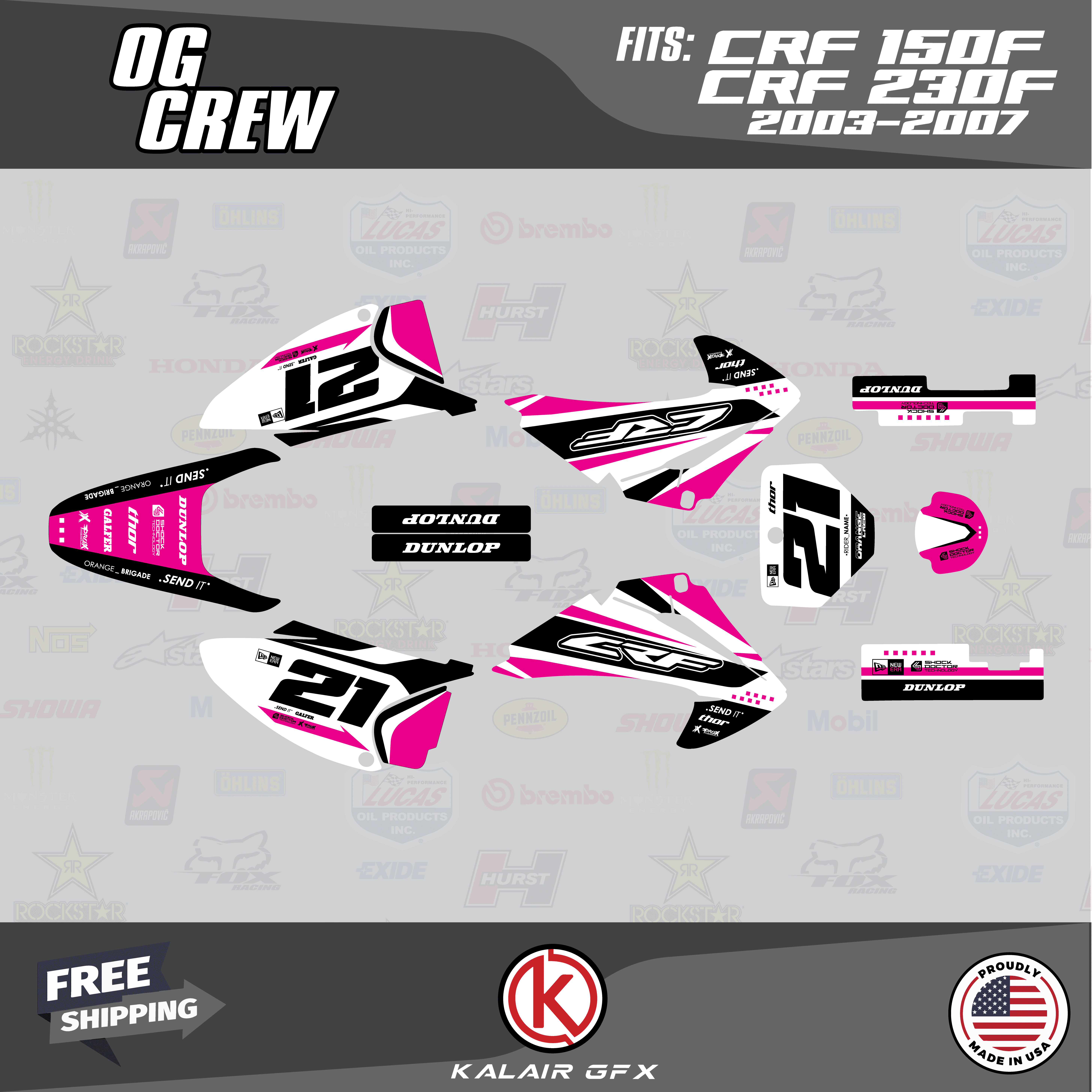 Kalair GFX Graphics Kit for Honda CRF230F (2003-2007) Ogcrew Series ...