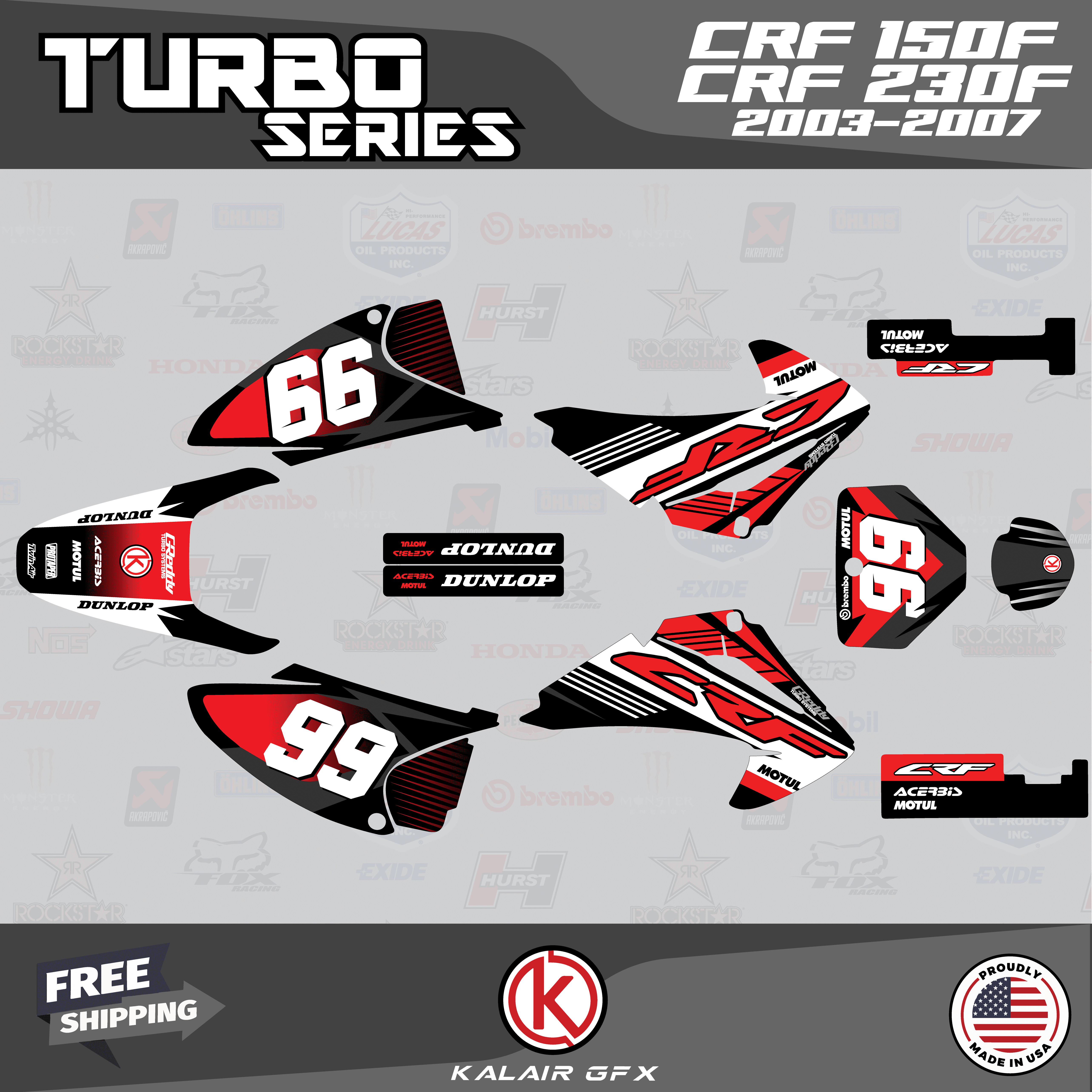 Kalair GFX Graphics Kit for Honda CRF230F (2003-2007) Turbo Series ...