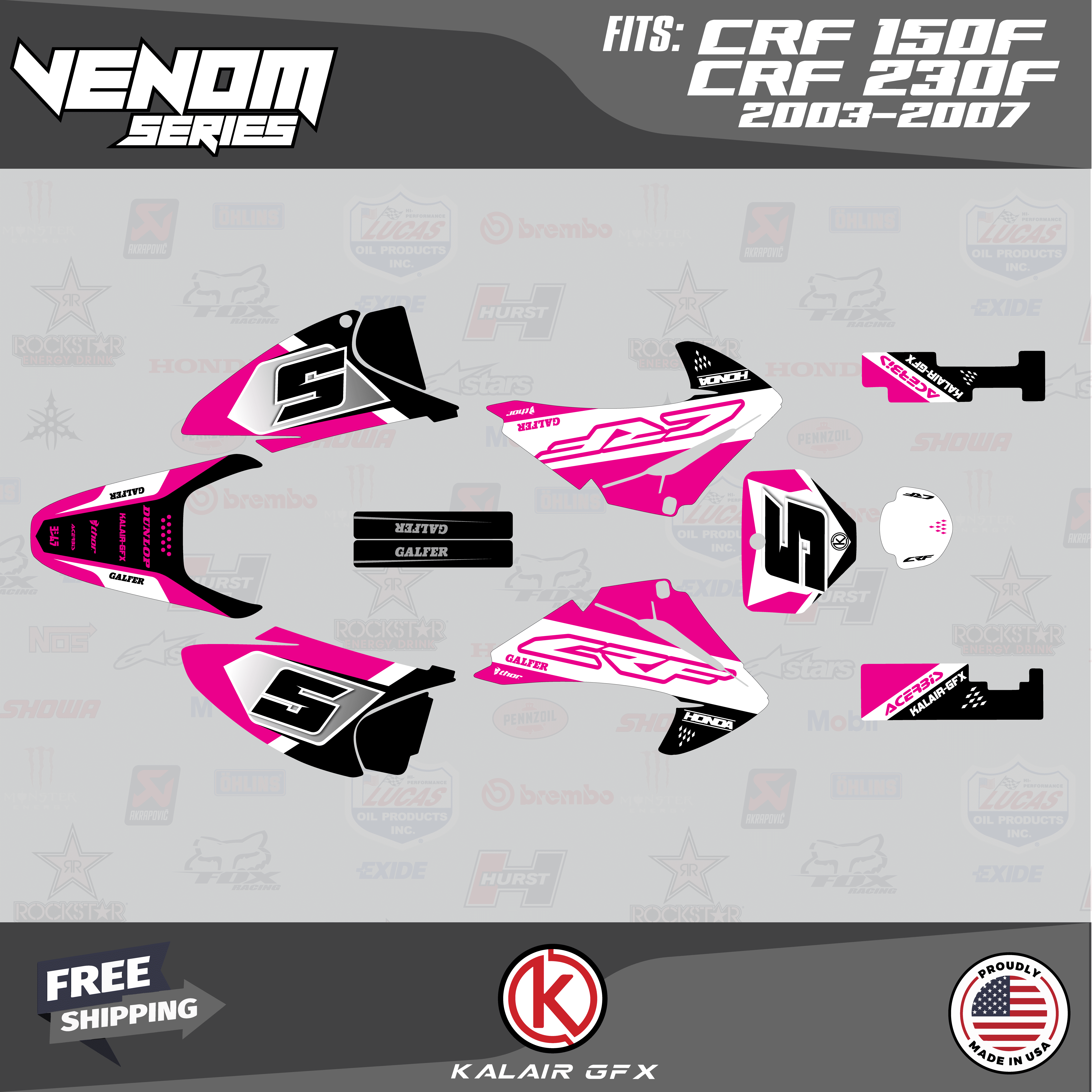 Kalair GFX Graphics Kit for Honda CRF230F (2003-2007) Venom Series ...