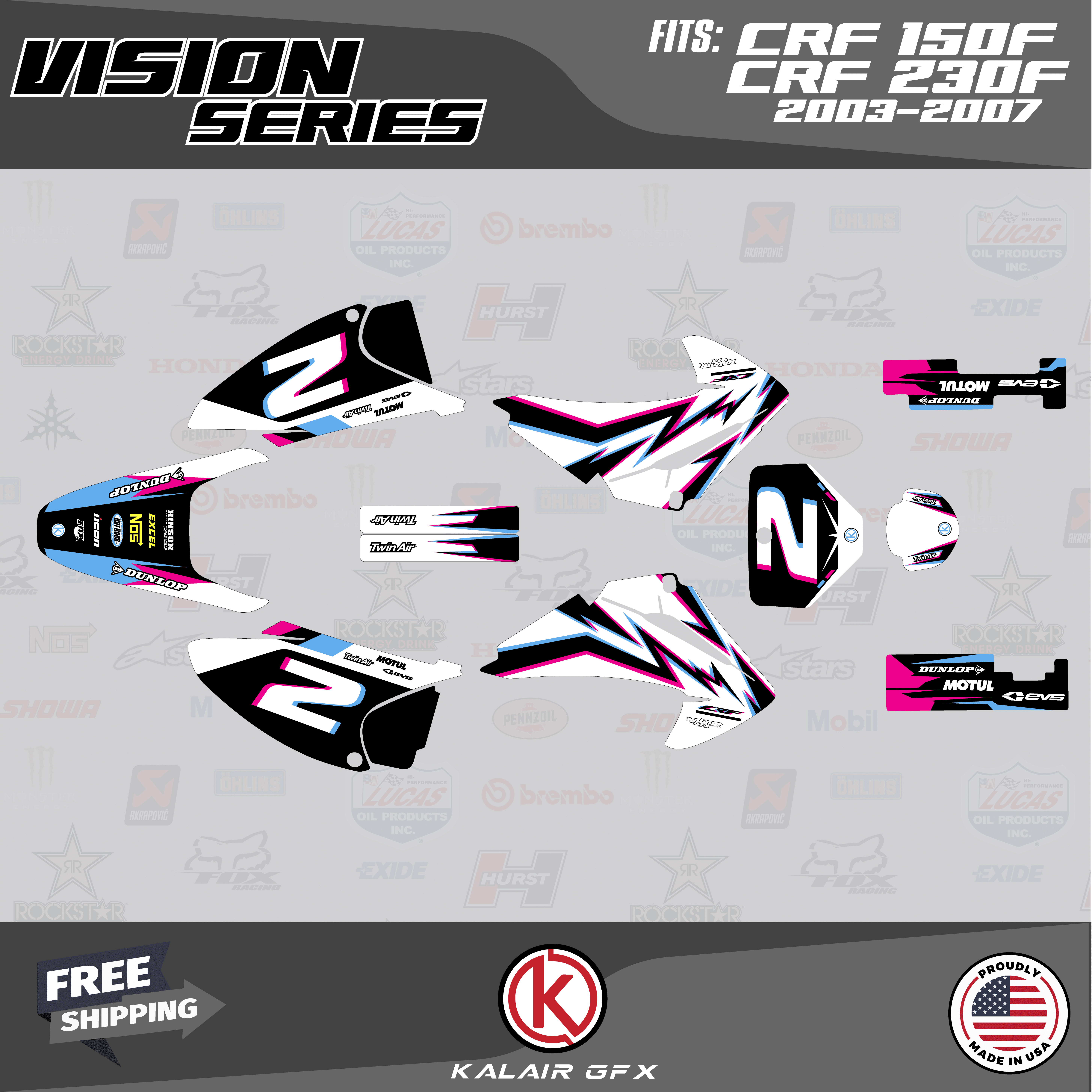 Kalair GFX Graphics Kit for Honda CRF230F (2003-2007) Vision Series ...