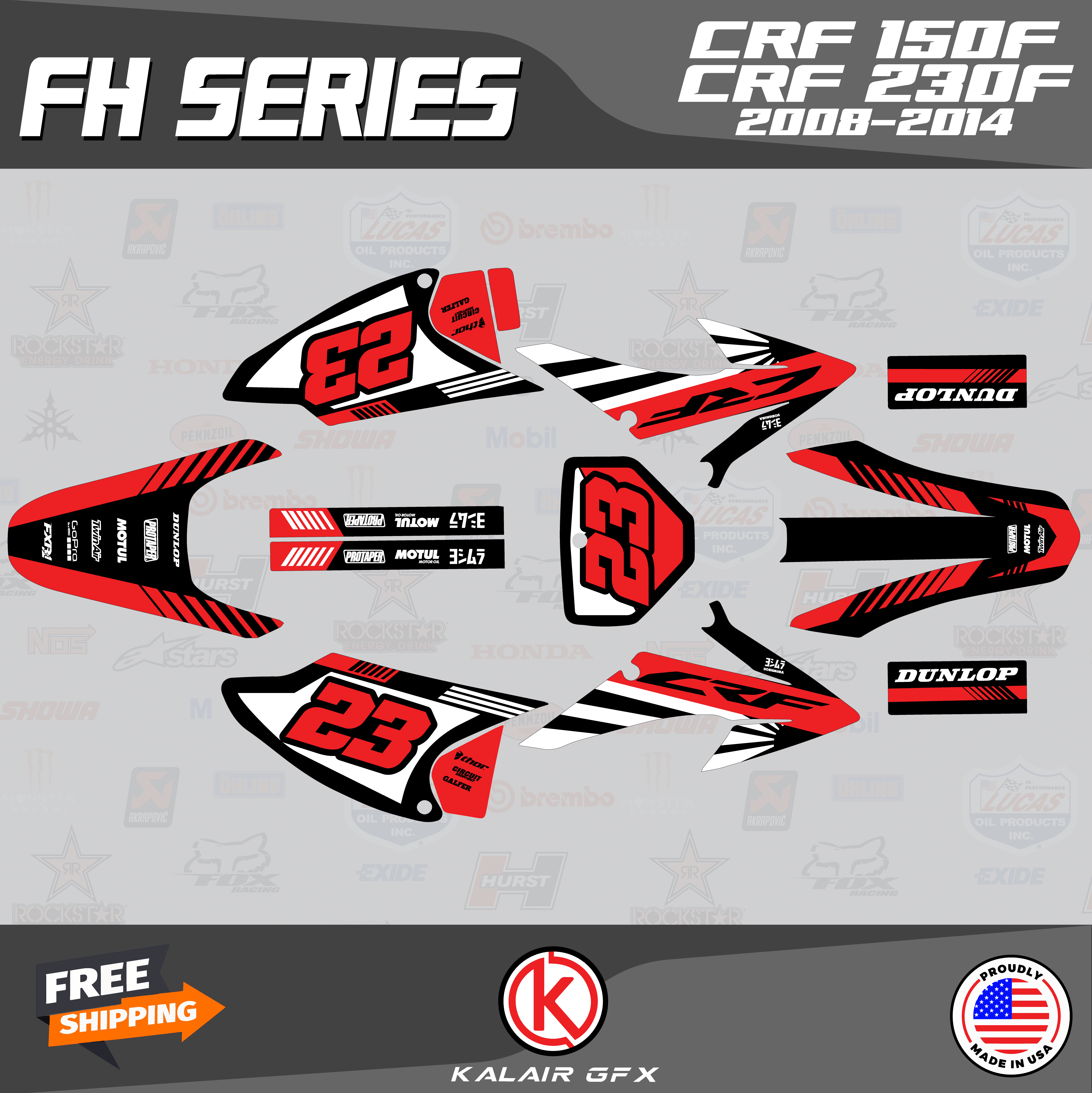 Kalair GFX Graphics Kit for Honda CRF230F (2008-2014) Fh Series ...