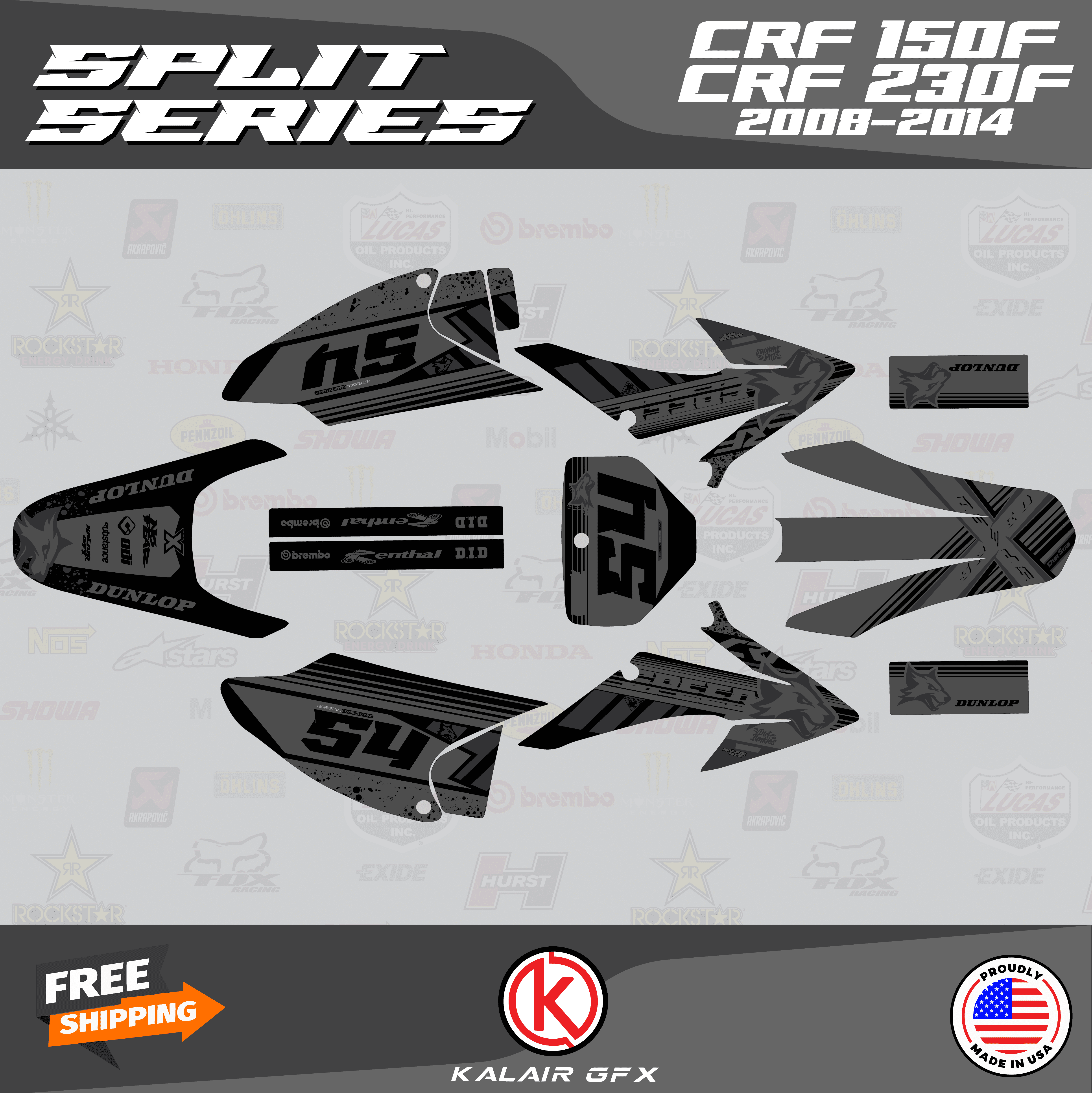 Kalair GFX Graphics Kit for Honda CRF230F (2008-2014) Split Series ...
